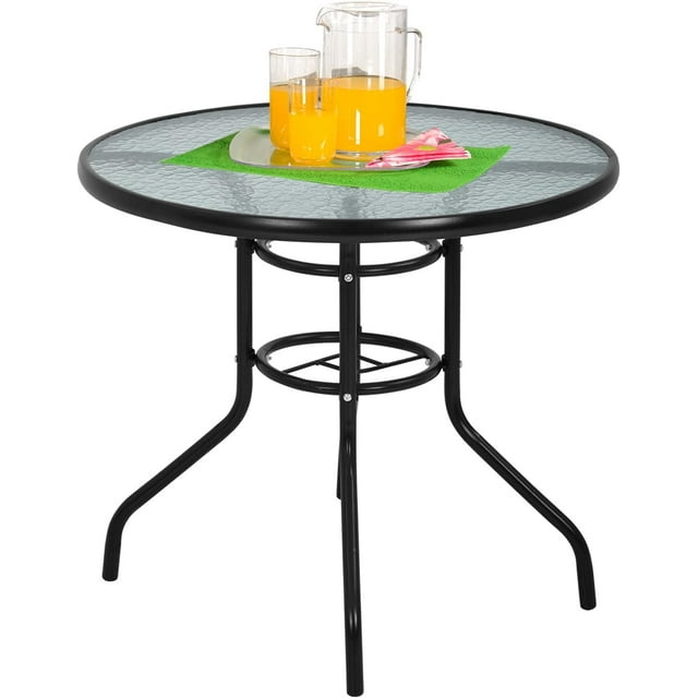 XF XINFENG Outdoor Dining Round Tempered Glass All Weather Outside ...