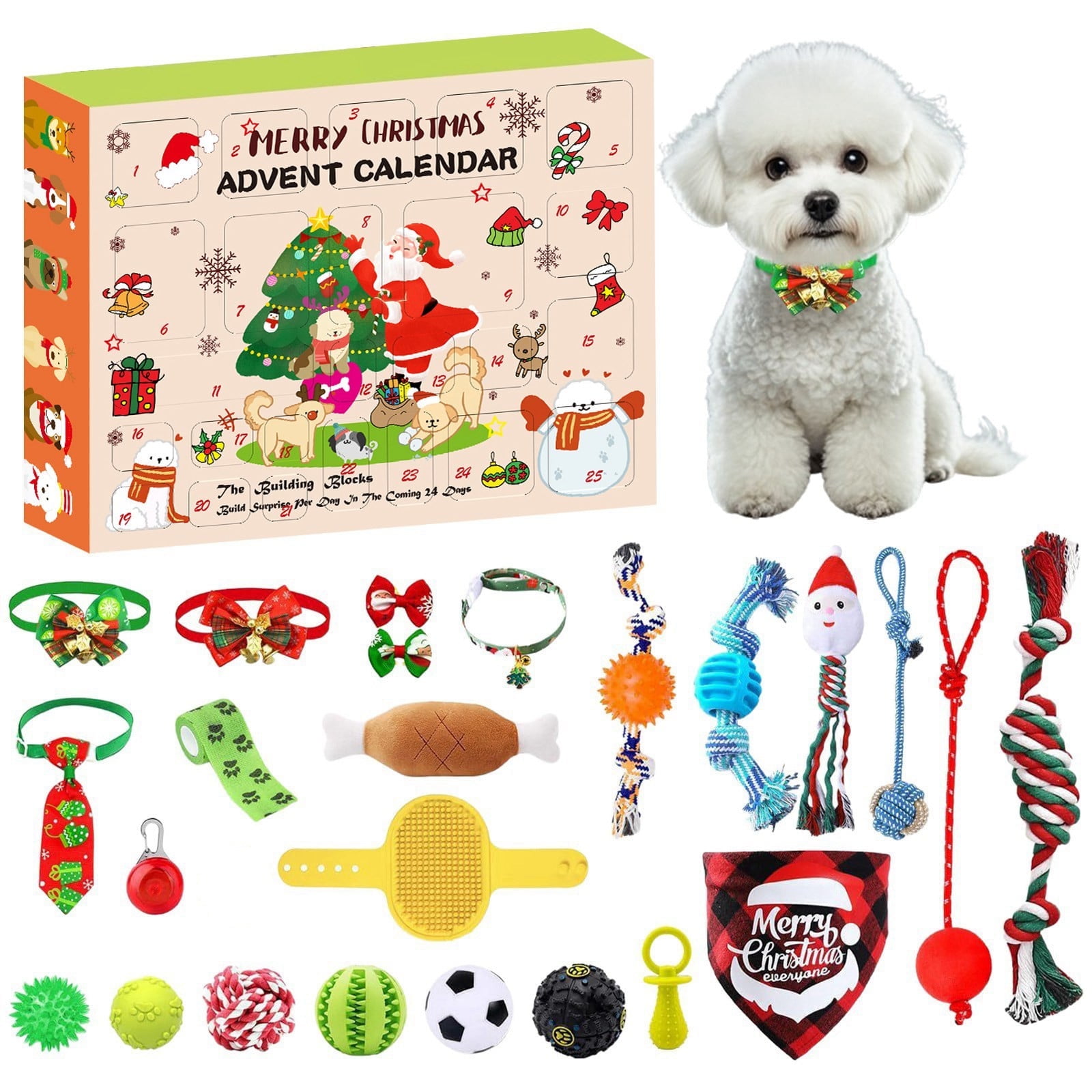 XFHLMJFF 2024 Christmas Countdown Set Dog Toys Advent Calendar 24 Days ...