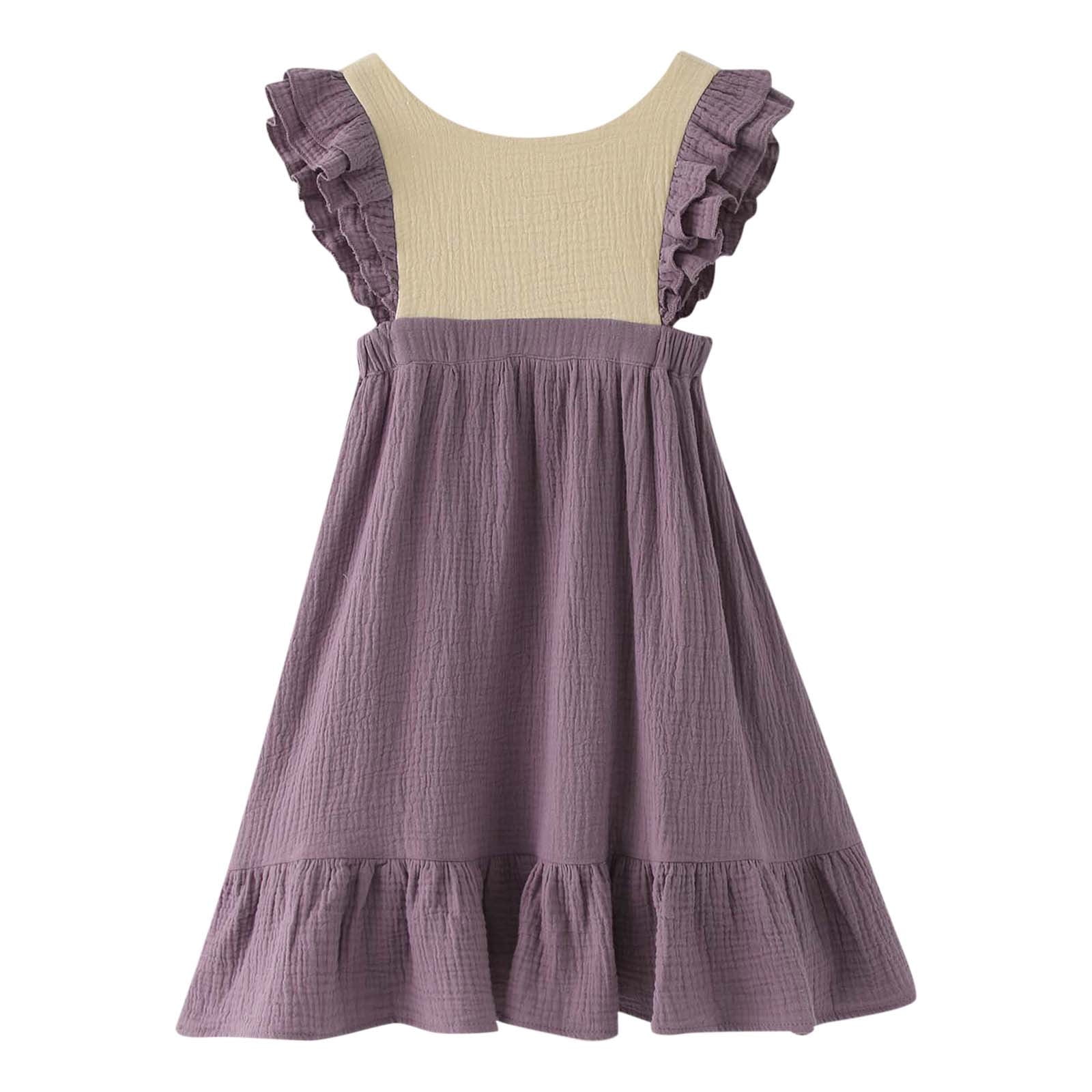 XFHLMJFF Girls Dress Children Kids Summer Sleeveless O-Neck Patchwork ...