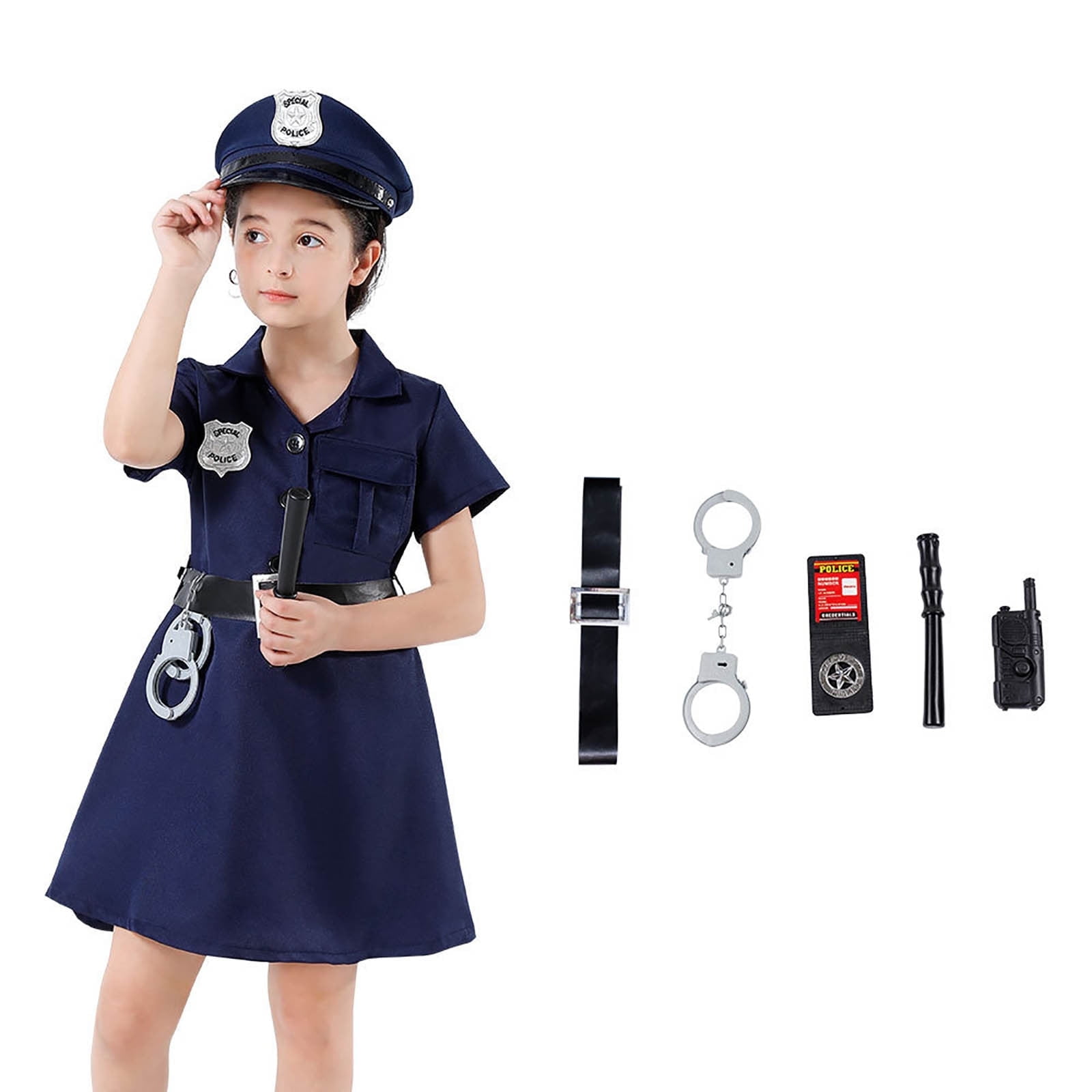 XFHLMJFF Girls Police Officer Dress Up Outfit for Kids Cop Outfit for ...
