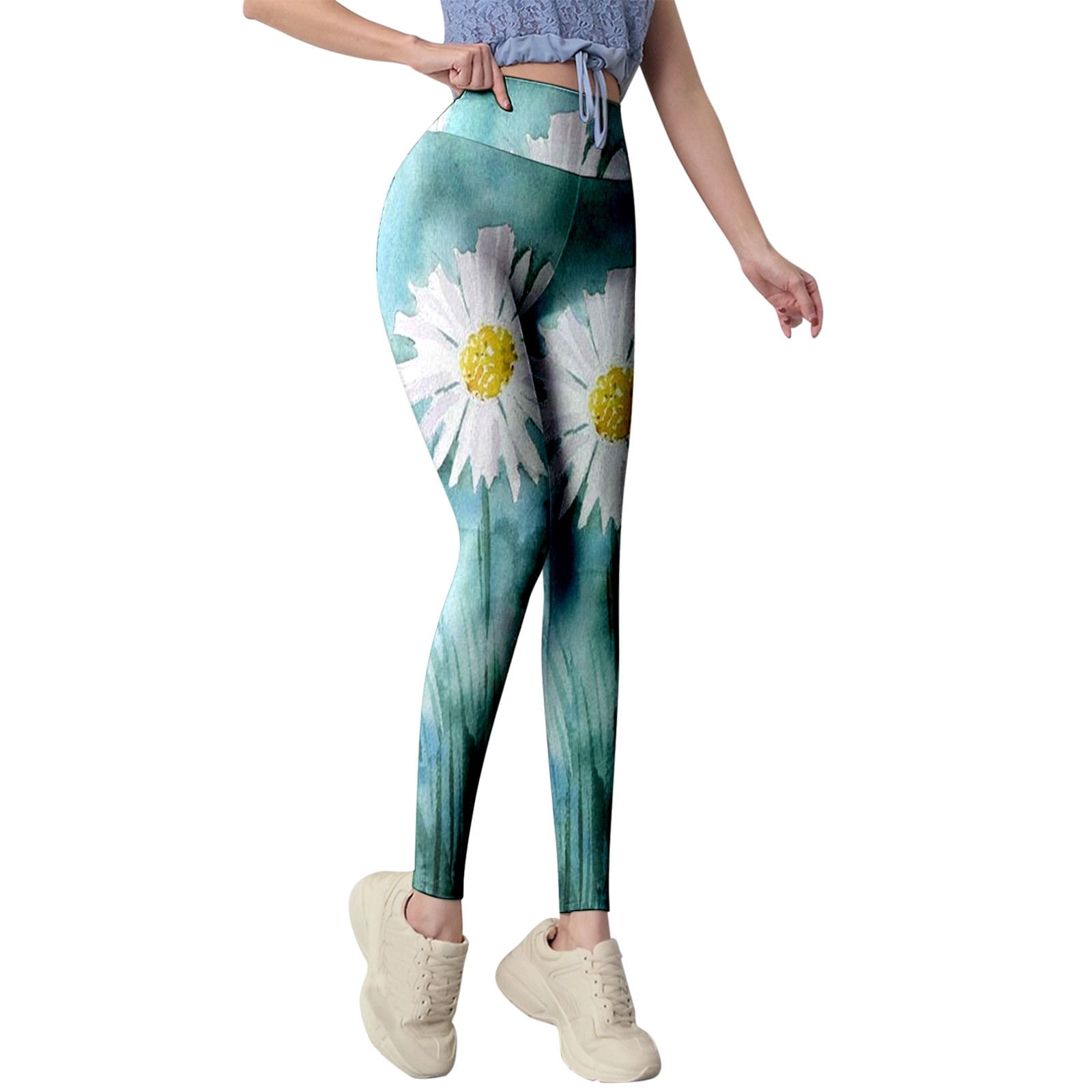 XFHLMJFF Summer Women's Yoga Pants Workout High Waisted Printed Long ...