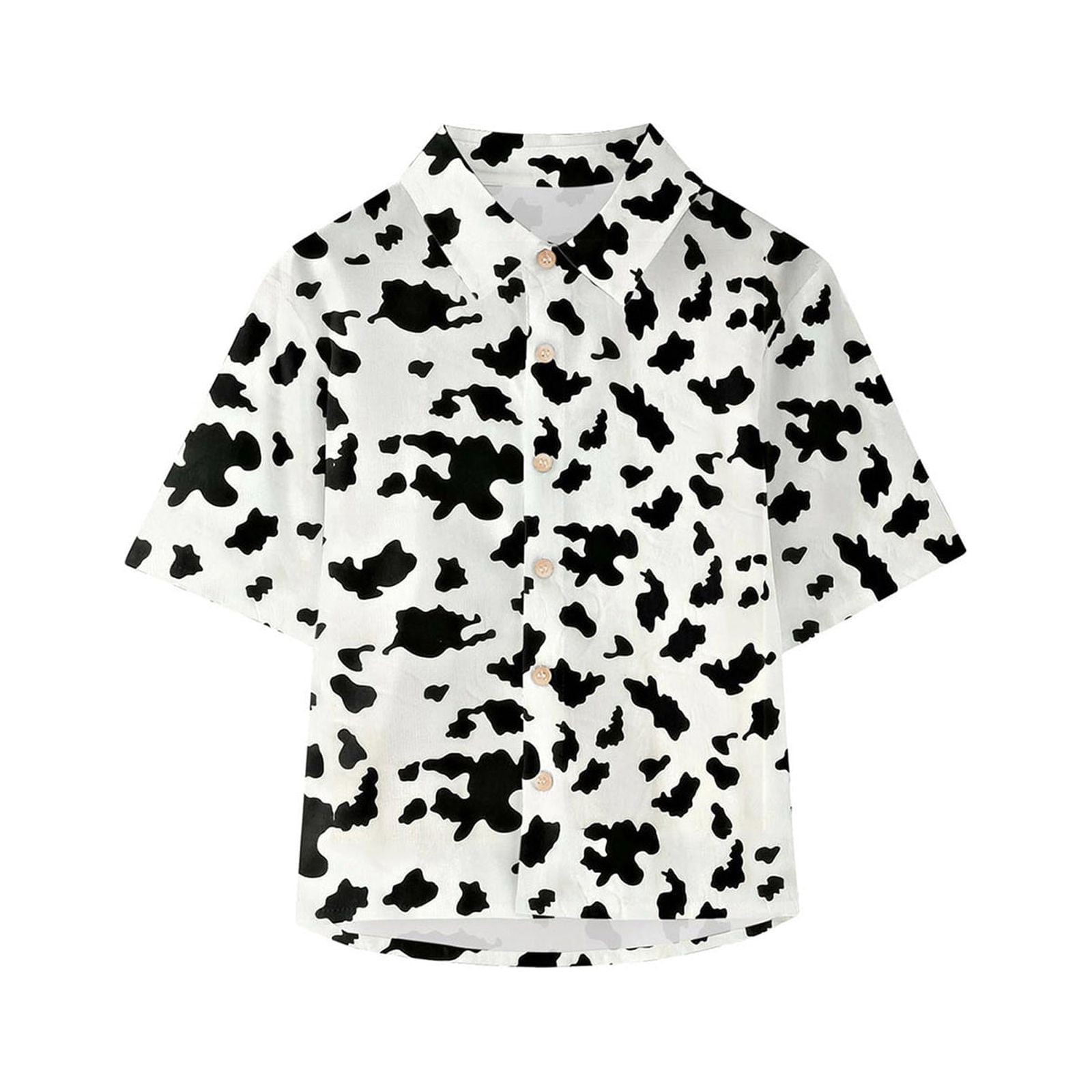 XFHLMJFF Toddler Baby Boy Cow Print T-Shirts Short Sleeve Lapel Neck ...