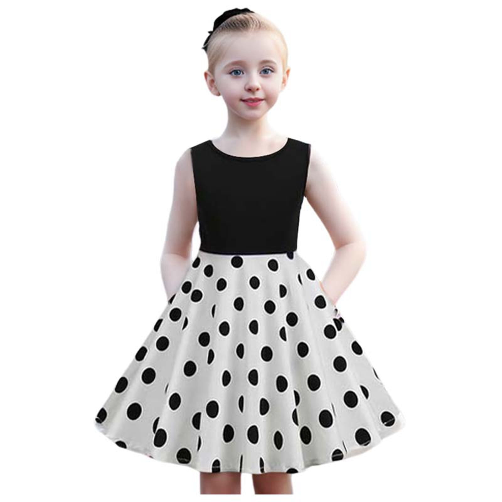 XFHLMJFF Toddler Girl Dress Formal School Uniform Kids Children Round ...