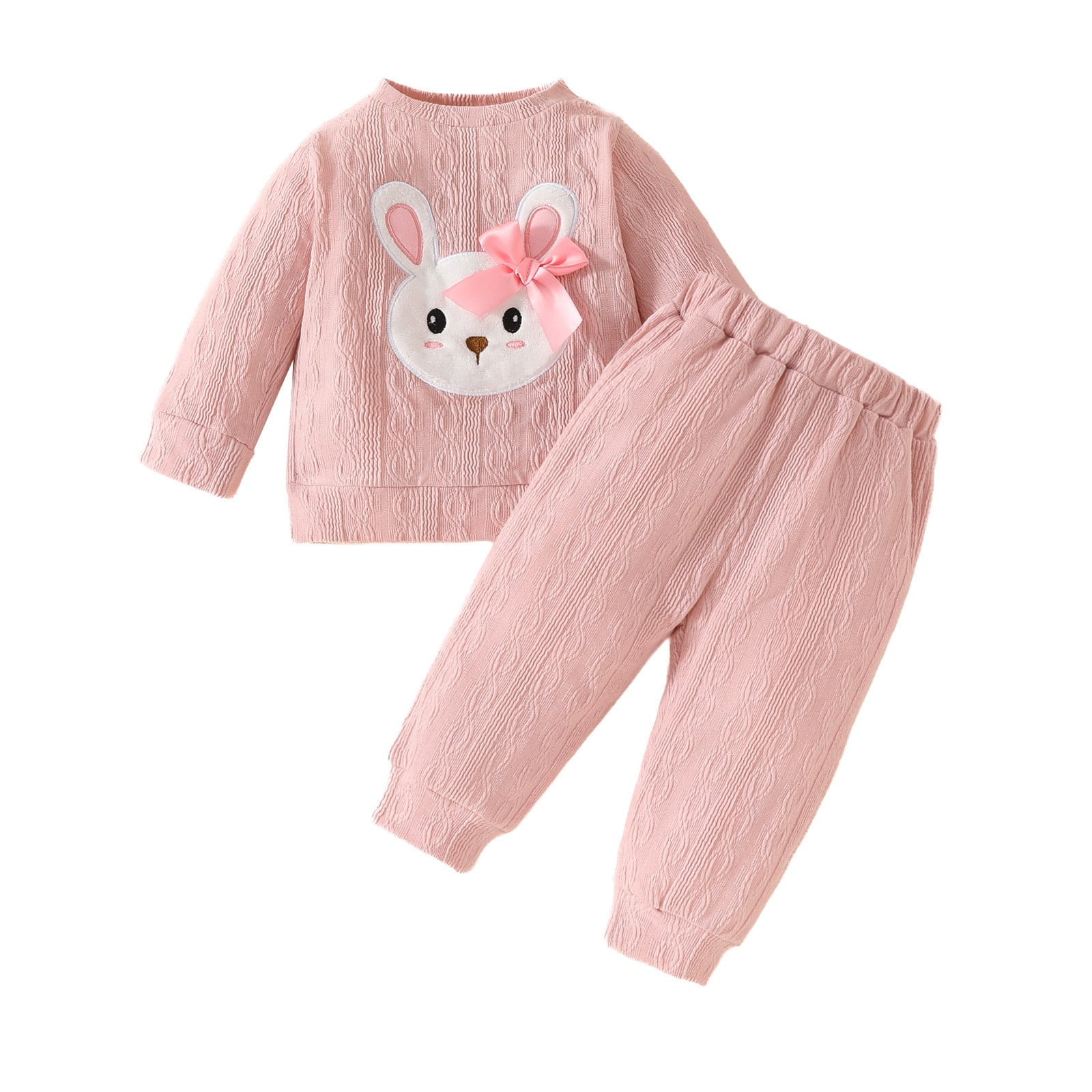 XFHLMJFF Toddler Girls Clothes Suit Baby Wool Woven Rabbit Embroidered ...