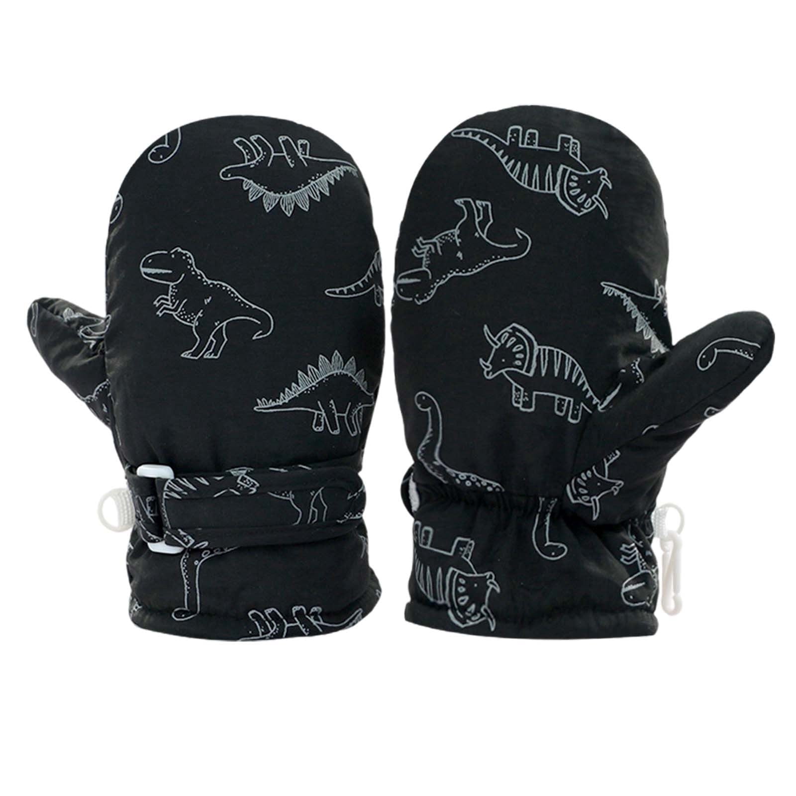 XFHLMJFF Toddler Mittens Boys Girls Gloves Cute Dinosaur Print Snow ...