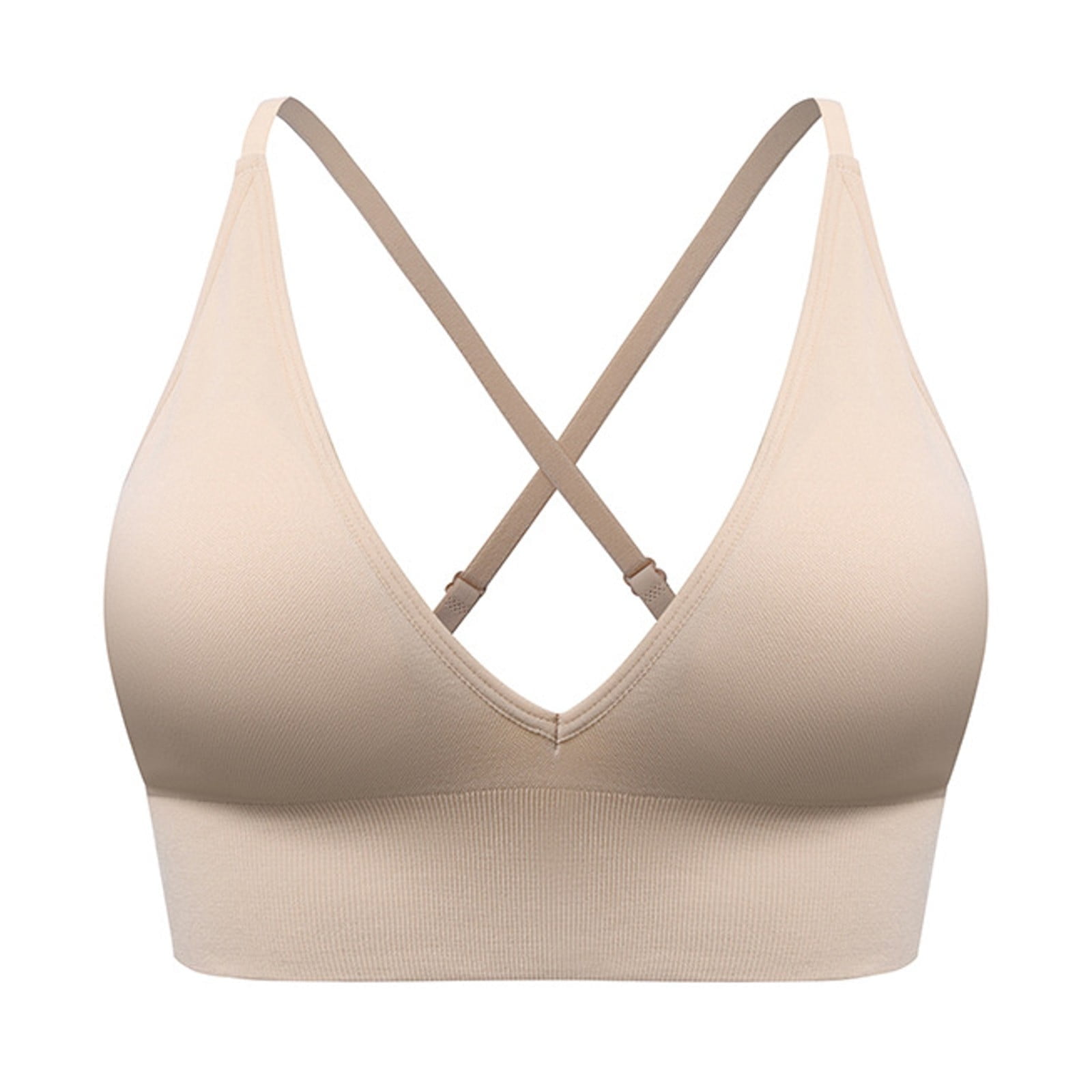 XFHLMJFF Women Bra V Neck Long Line Sports Bra Strap Padded Cup ...