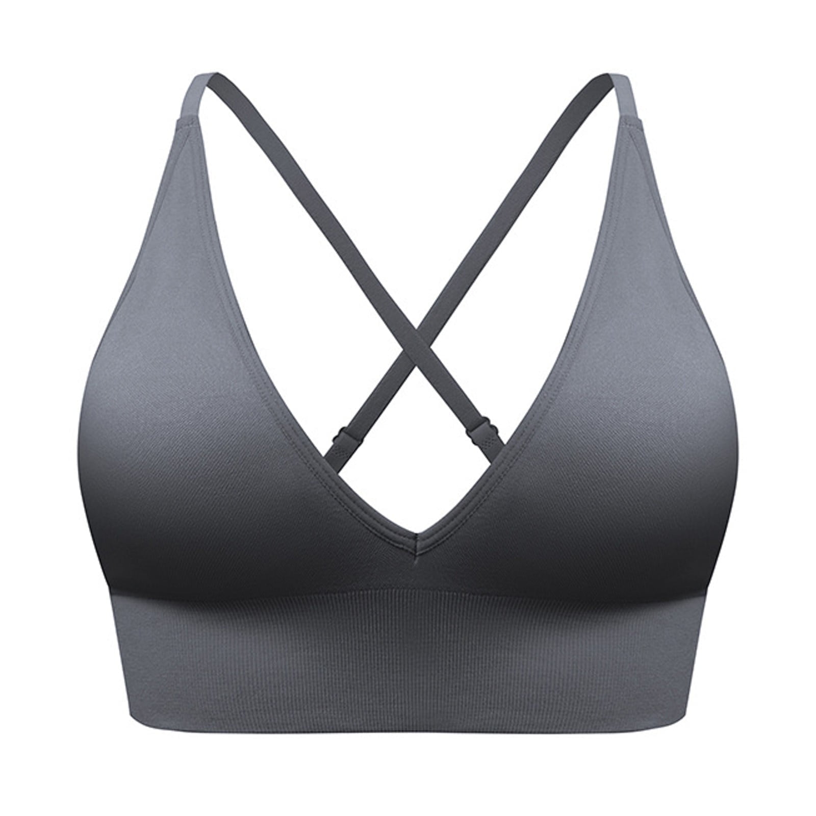 XFHLMJFF Women Bra V Neck Long Line Sports Bra Strap Padded Cup ...