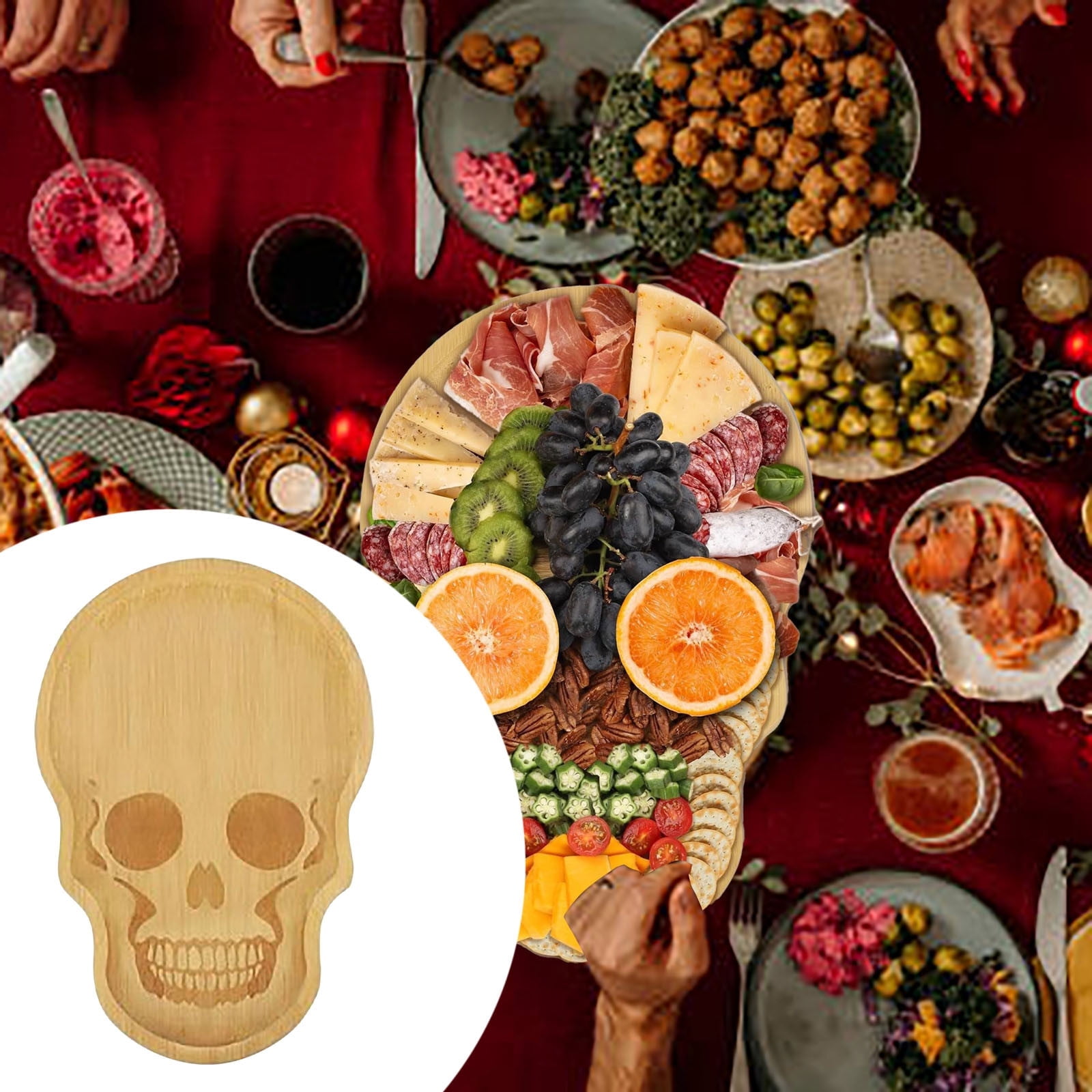 XFHLMJFF Wooden Christmas Tray Skeleton Shaped Serving Platter Easter ...