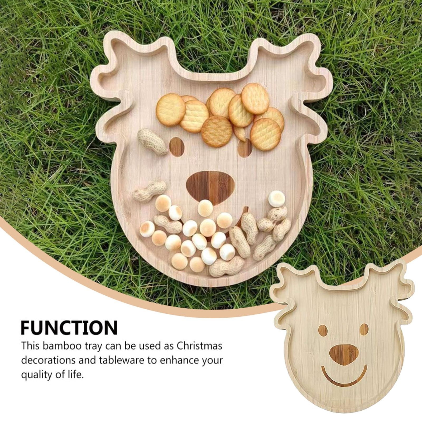 XFHLMJFF Wooden Tray Christmas Deer Shaped Classic Serving Tray Plate ...