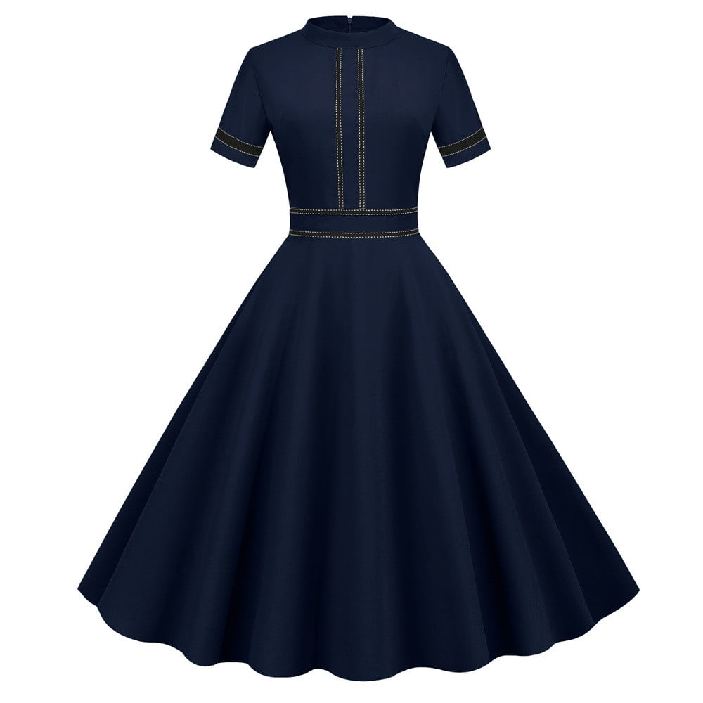 XFLWAM 1960s Dresses for Women 50s Vintage Rockabilly Dresses Short ...