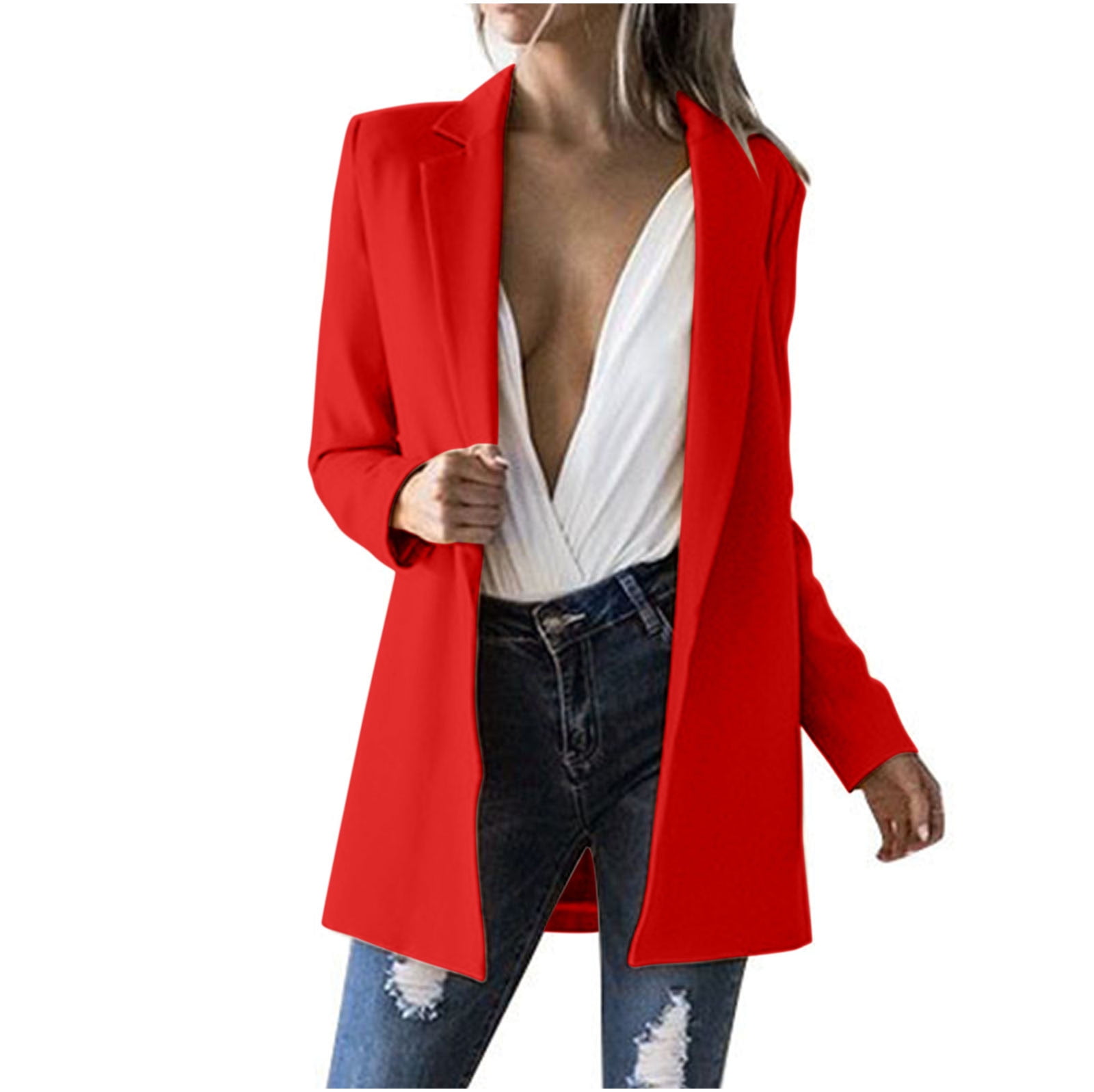 Xflwam Blazer Jackets For Women Casual Long Sleeve Lapel Blazer Open