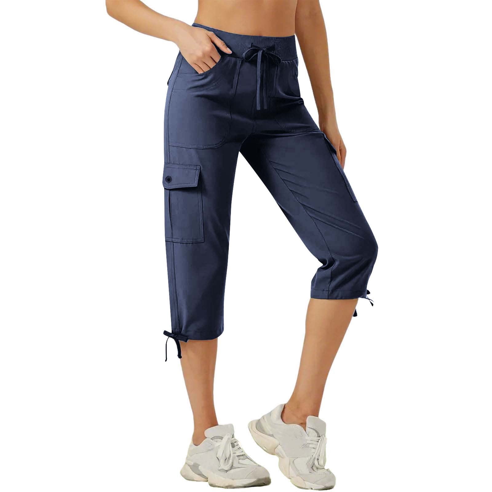 XFLWAM Capris Womens Pants With Pockets Loose Casual Dressy Lightweight ...
