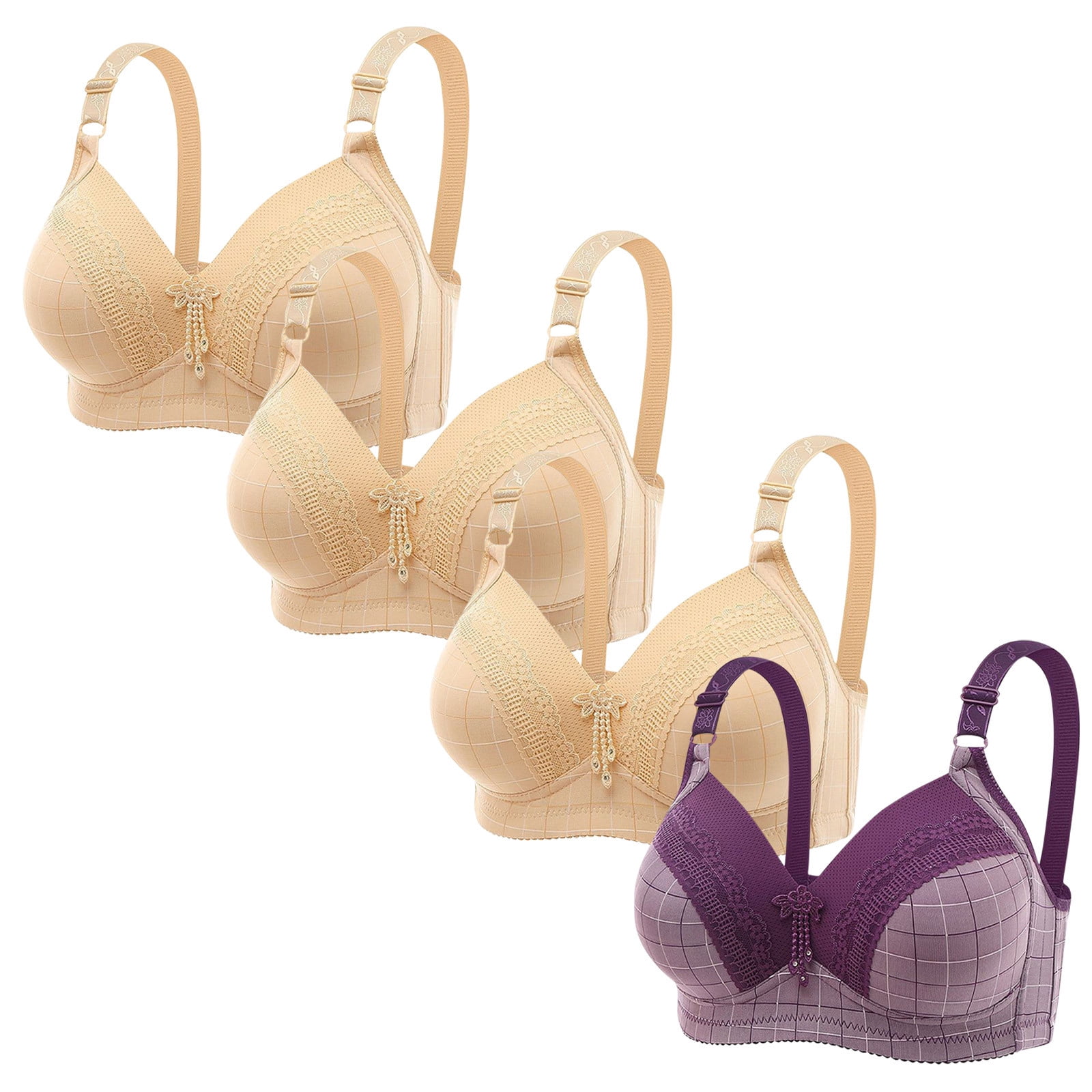 XFLWAM Daisy Bras for Older Women Front Closure Bras Push Up Bra No ...