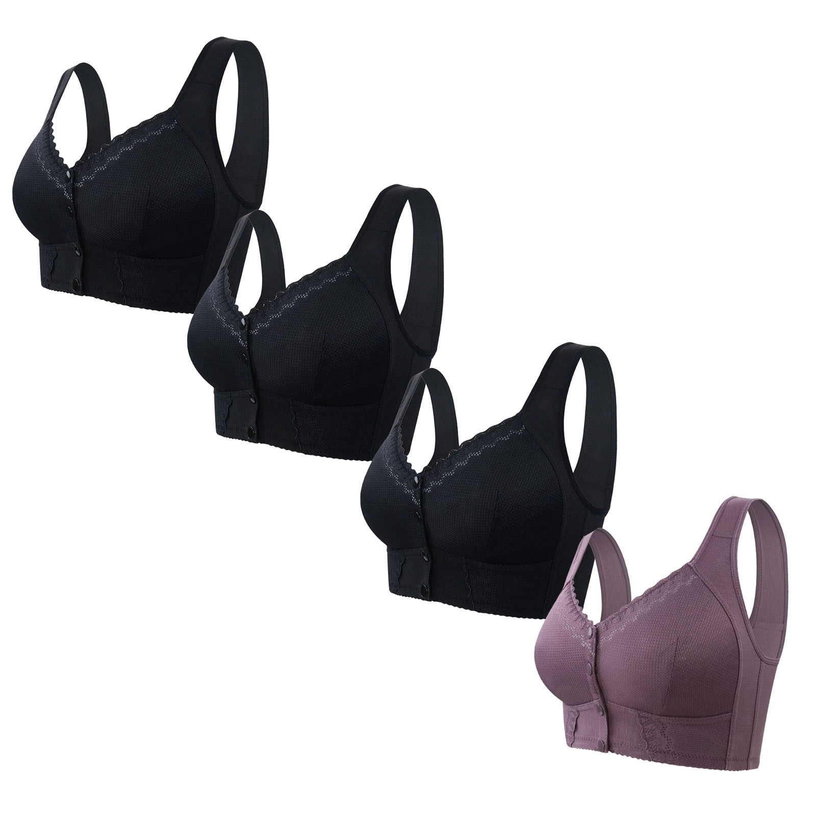 XFLWAM Daisy Bras for Older Women Comfy Front Closure Button Breathable ...