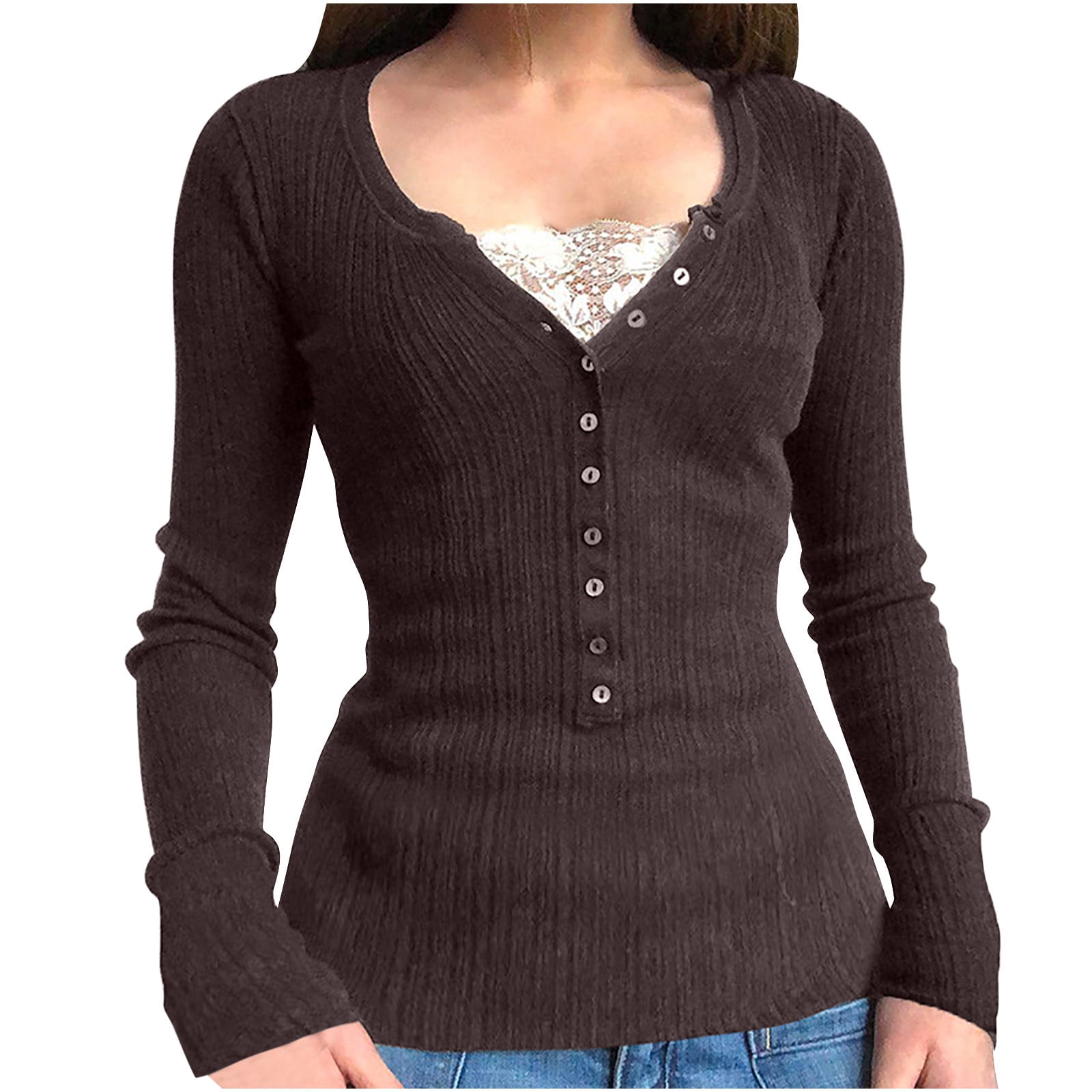 XFLWAM Fairy Grunge Shirts for Women Y2K Tops Long Sleeve Lace ...