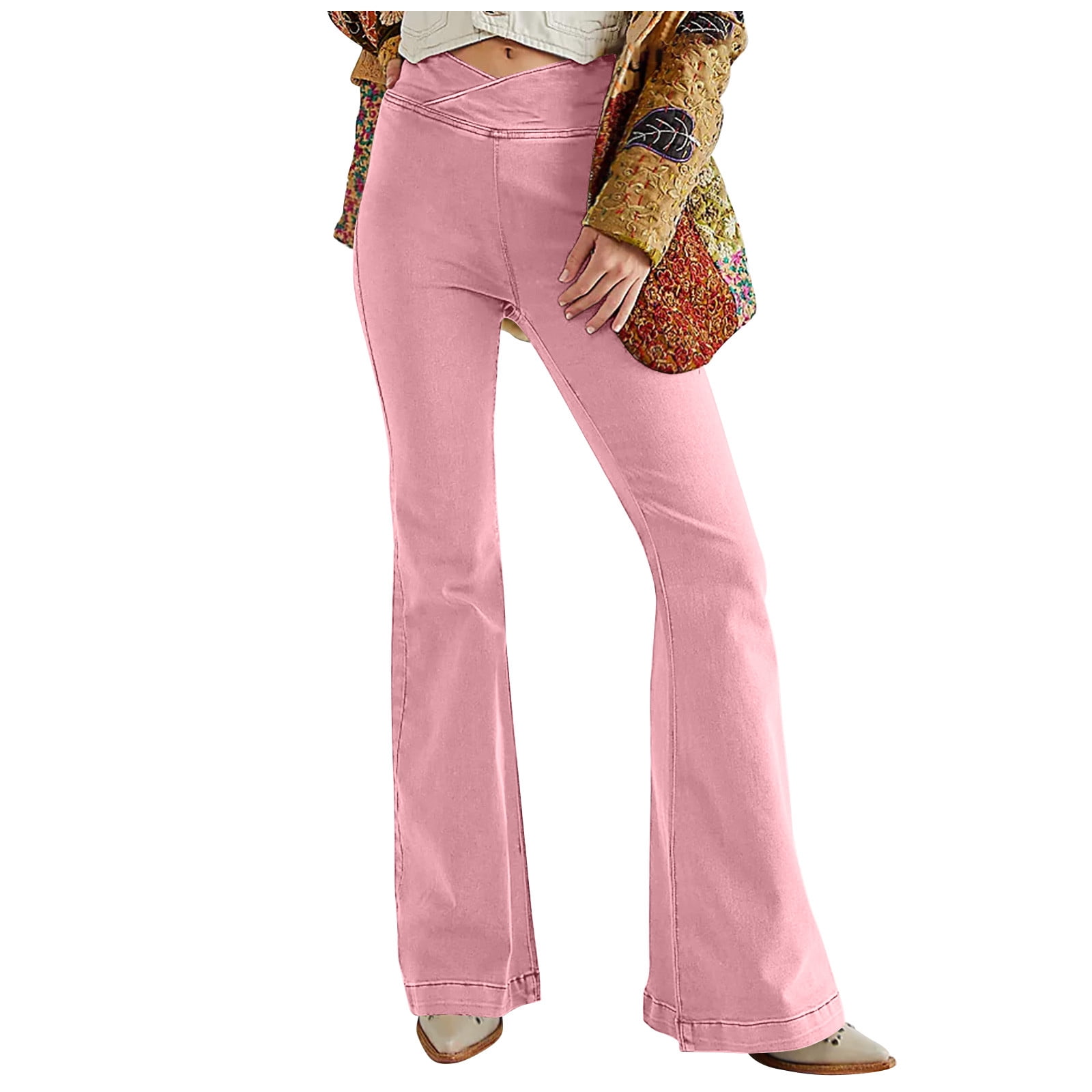 XFLWAM Flare Jeans for Women Bootcut Crossover High Waisted Bell Bottom ...