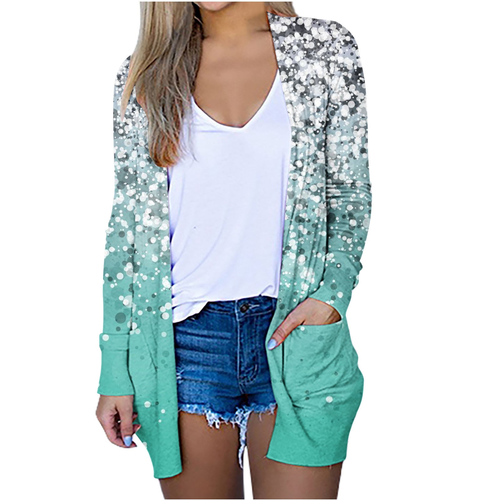 XFLWAM Floral Print Cardigan for Women Lightweight Open Front Cotton ...