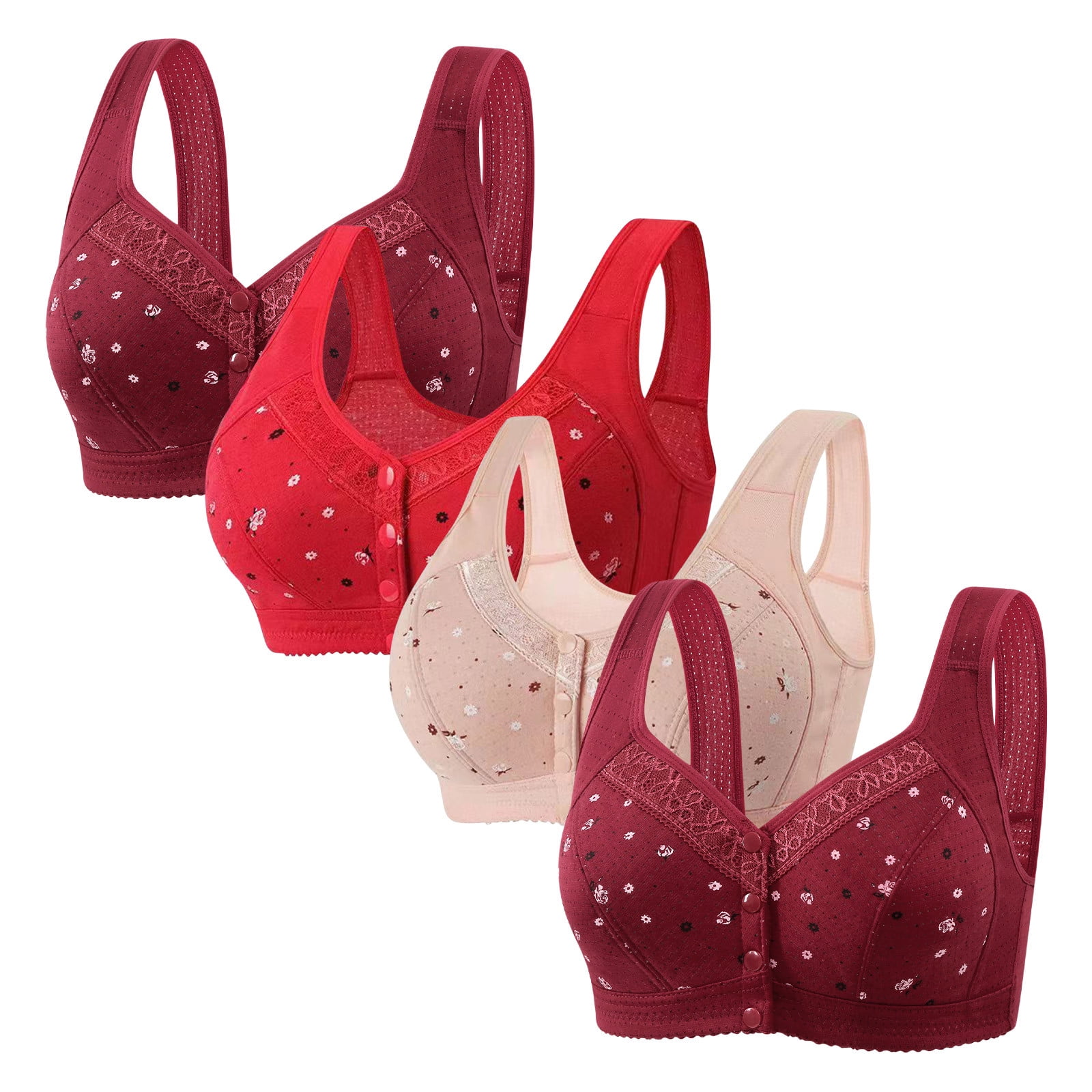 XFLWAM Front Closure Daisy Bras for Older Women Plus Size Push Up ...