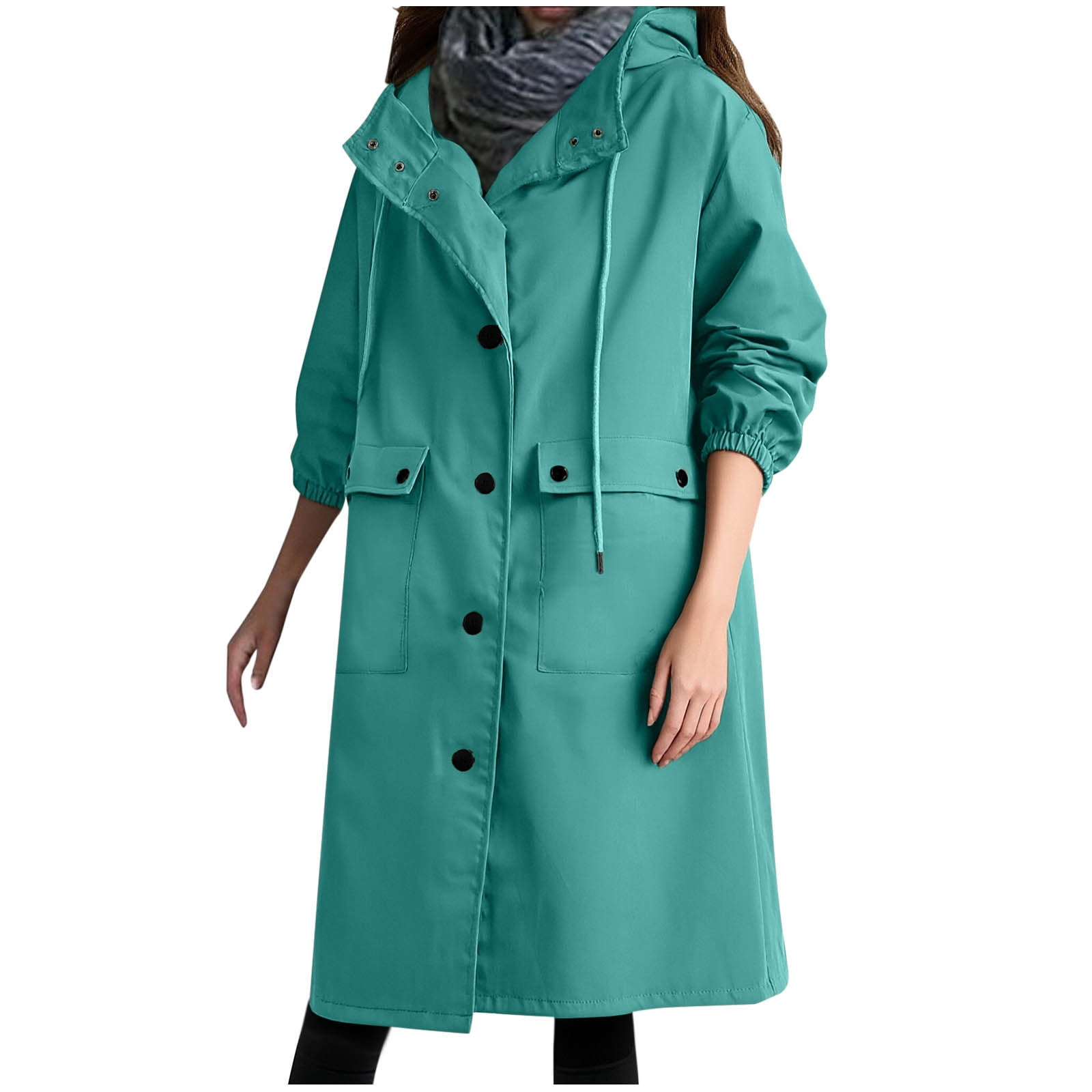 XFLWAM Long Rain Jacket Women Waterproof Rain Coats with Hood ...