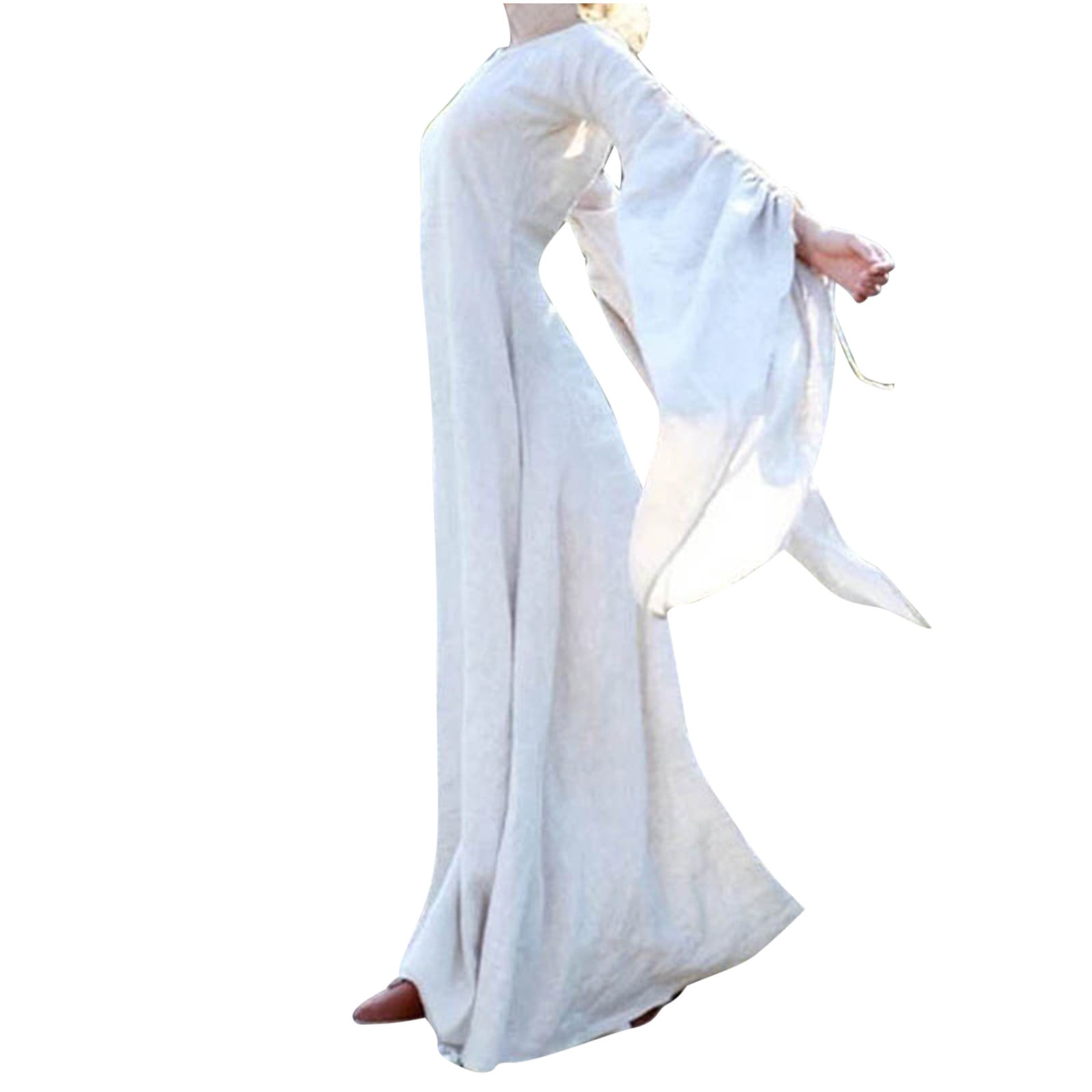 Xflwam Medieval Renaissance Dress Women Square Neck Bell Long Sleeve