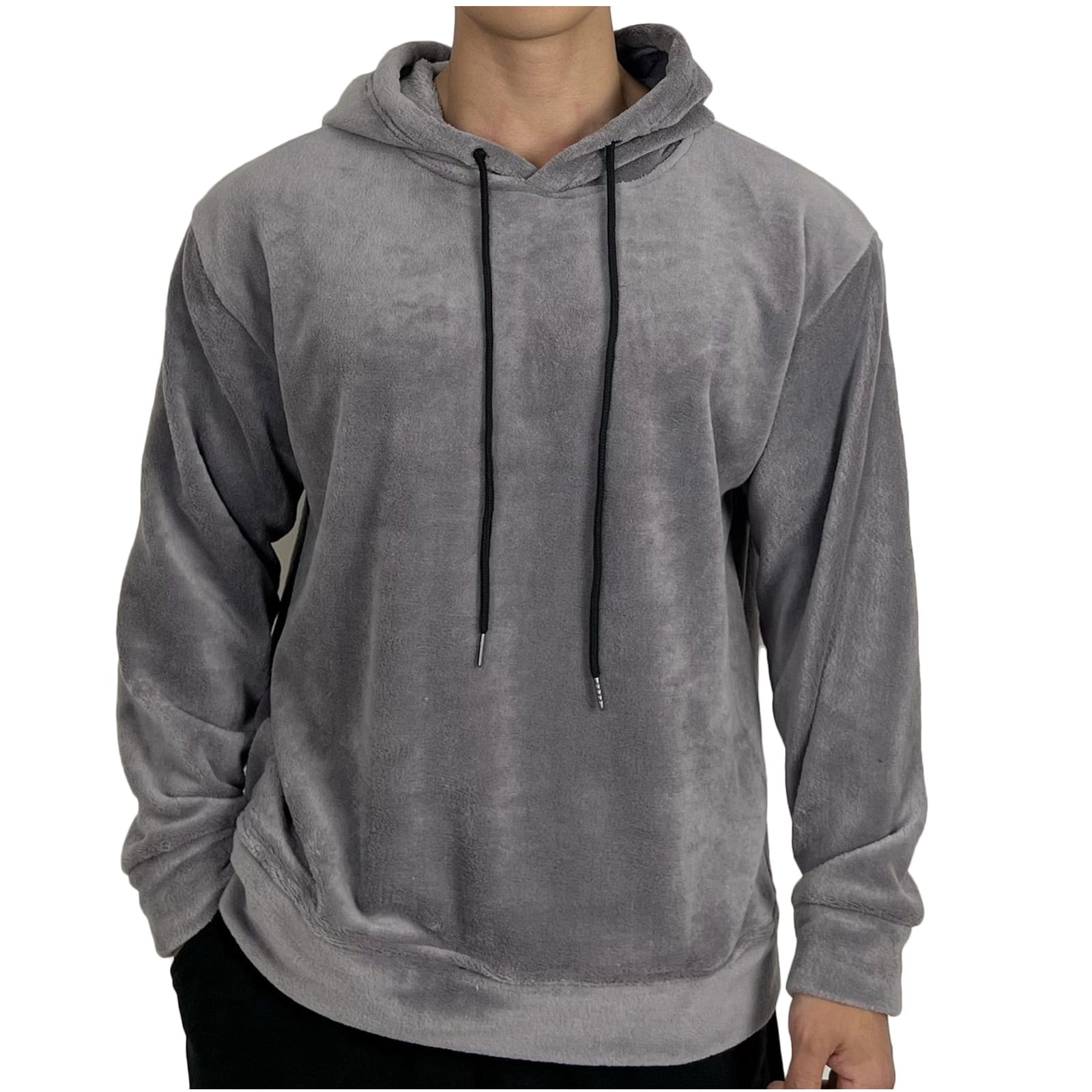 XFLWAM Men's Hoodies Casual Drawstring Long Sleeve Sweatshirt Fashion Velvet Velour Pullover ...