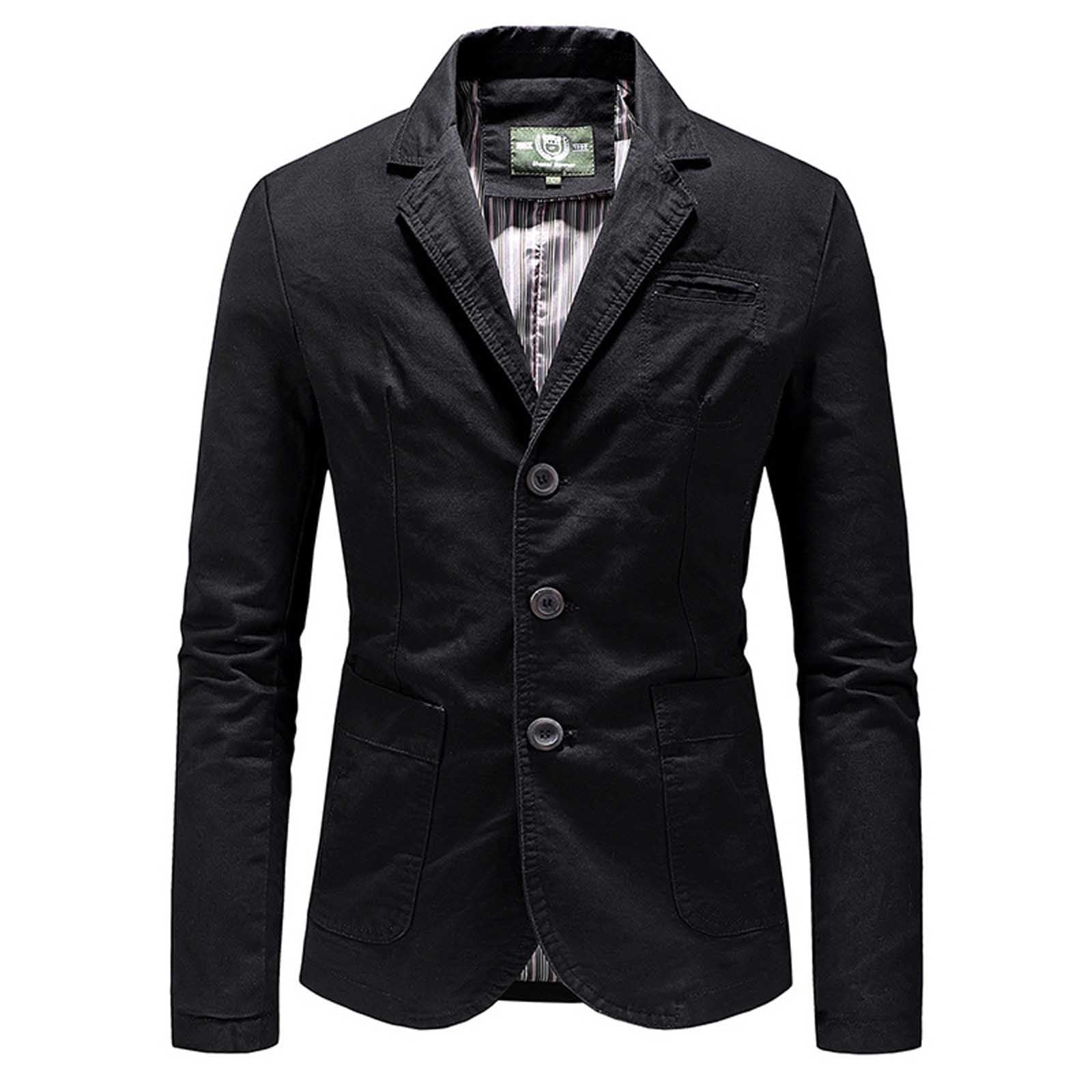 XFLWAM Men's Vintage Business Casual Work Wear Suit Jacket Long Sleeve ...