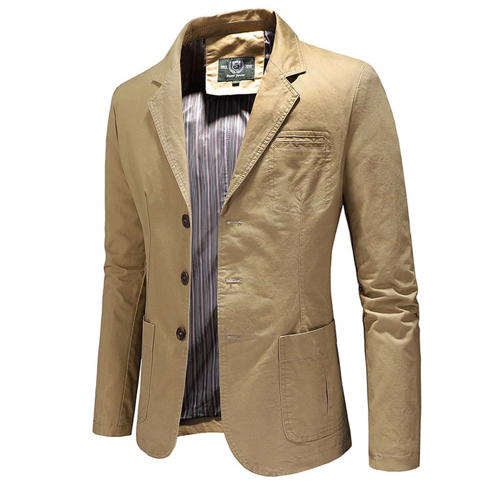 XFLWAM Men's Vintage Casual Work Suit Jacket, Long Sleeve Sport Coat ...
