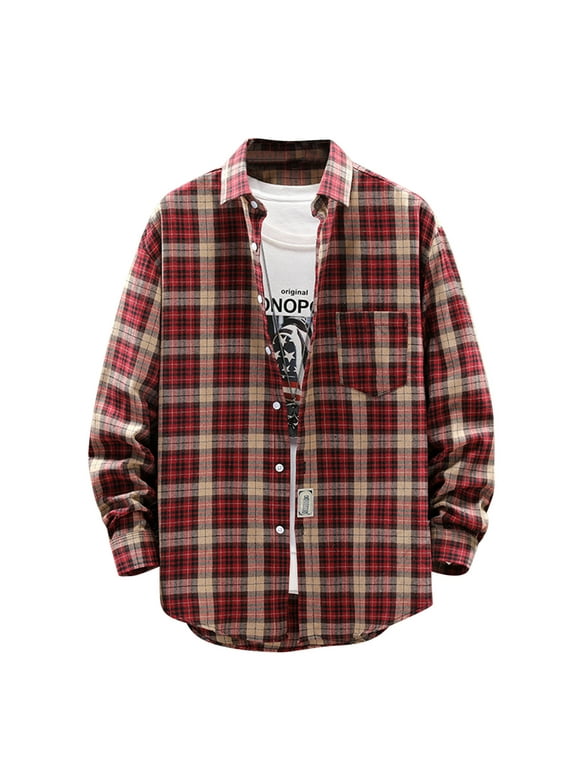 Red Plaid Shirts for Men