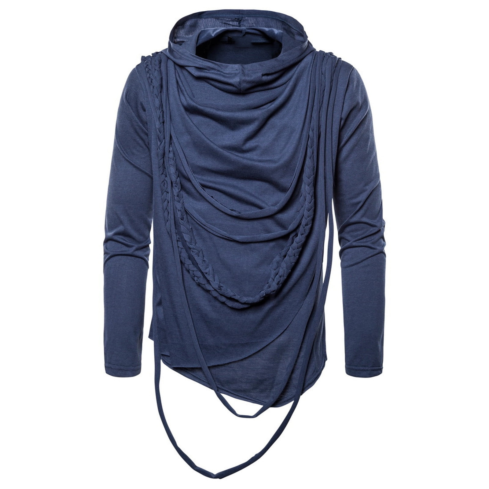 XFLWAM Mens Fashion Designer Draped Cowl Neck Shirts Hip Hop Irregular ...