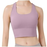 XFLWAM Sports Bra for Women Non Padded Strappy Cropped Tops Solid Color ...