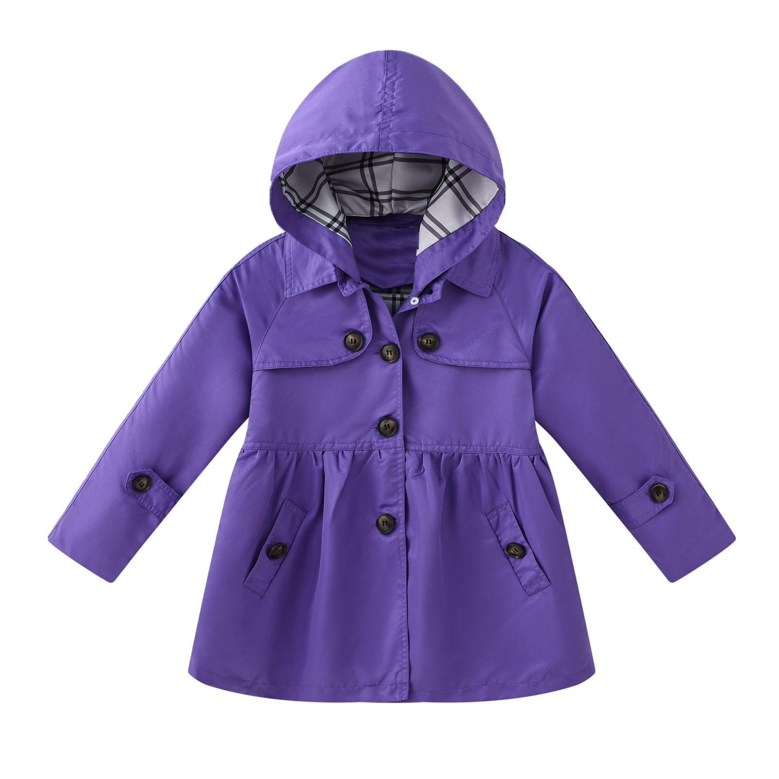 XFLWAM Toddler Girls Single Breasted Trench Coat Hooded Coat Dress Casual Fall Winter Kids ...