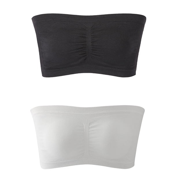 XFLWAM Women Bandeau Bra Padded Strapless Bralette Bra Seamless Bandeau ...