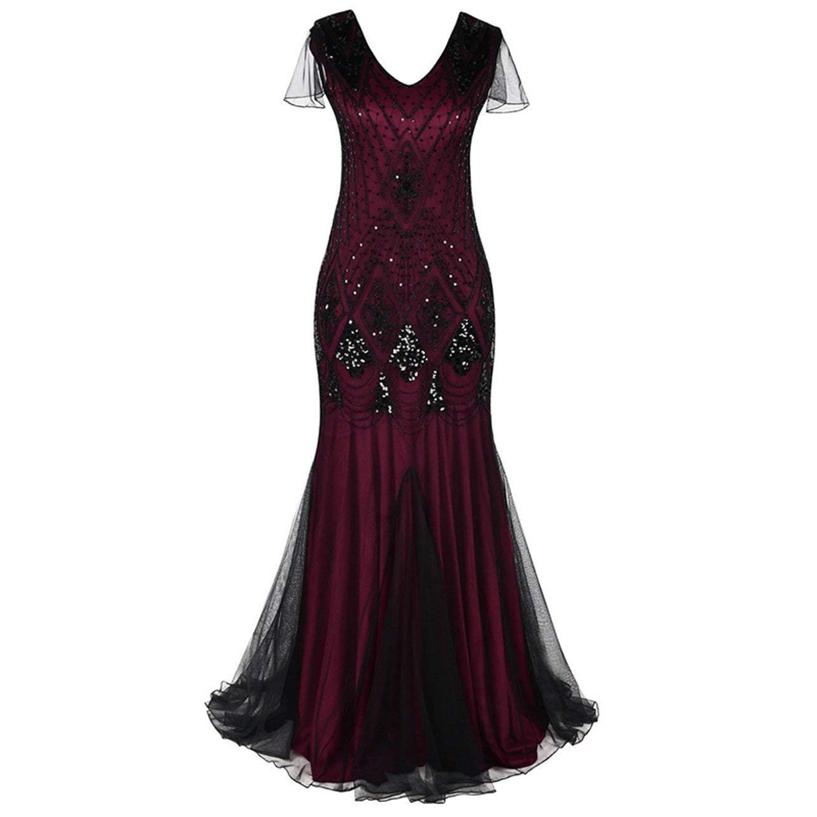 XFLWAM Women Evening Dress 1920s Flapper Cocktail Mermaid Plus Size ...