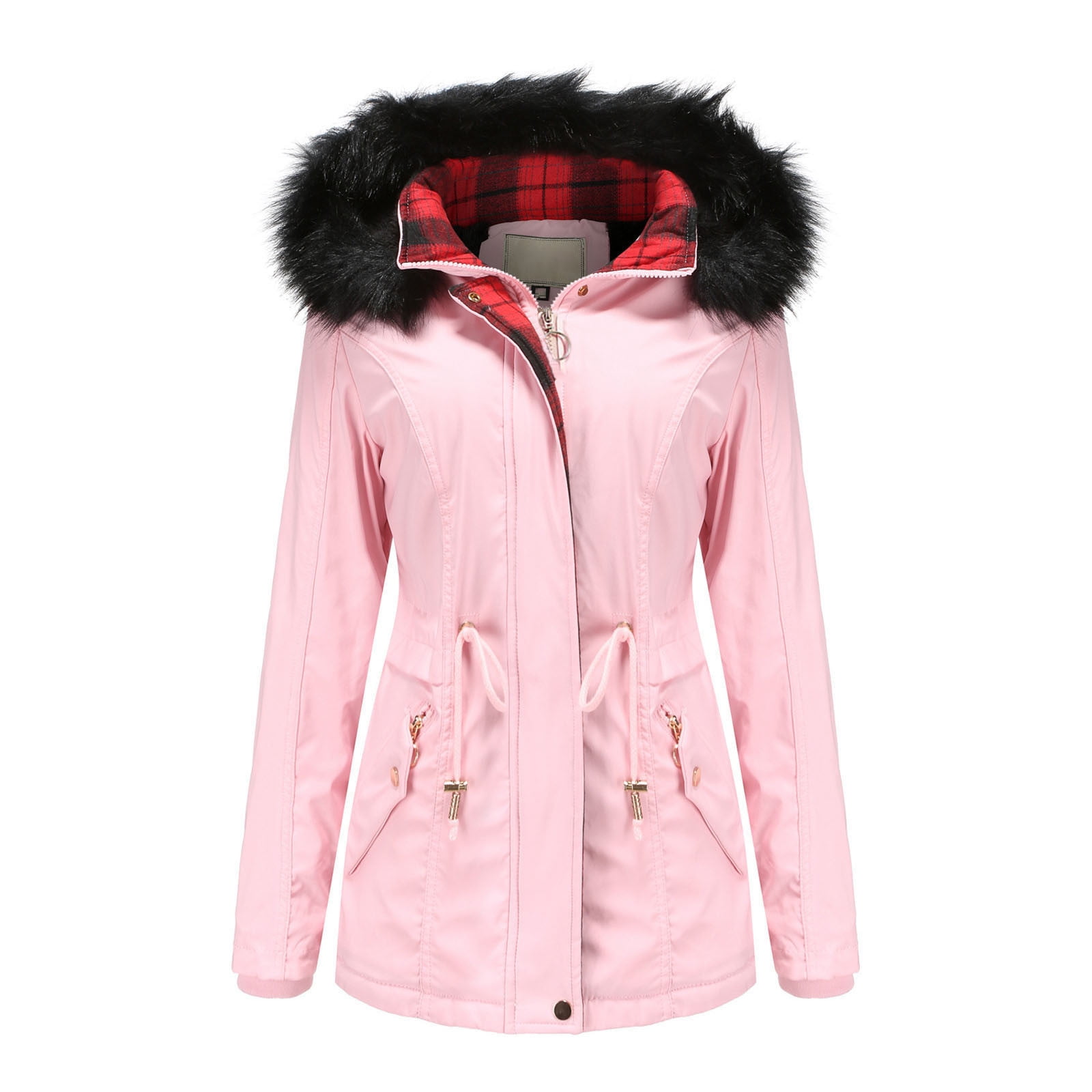 XFLWAM Women Hooded Winter Coat Warm Fleeced Lined Long Jackets Hooded ...