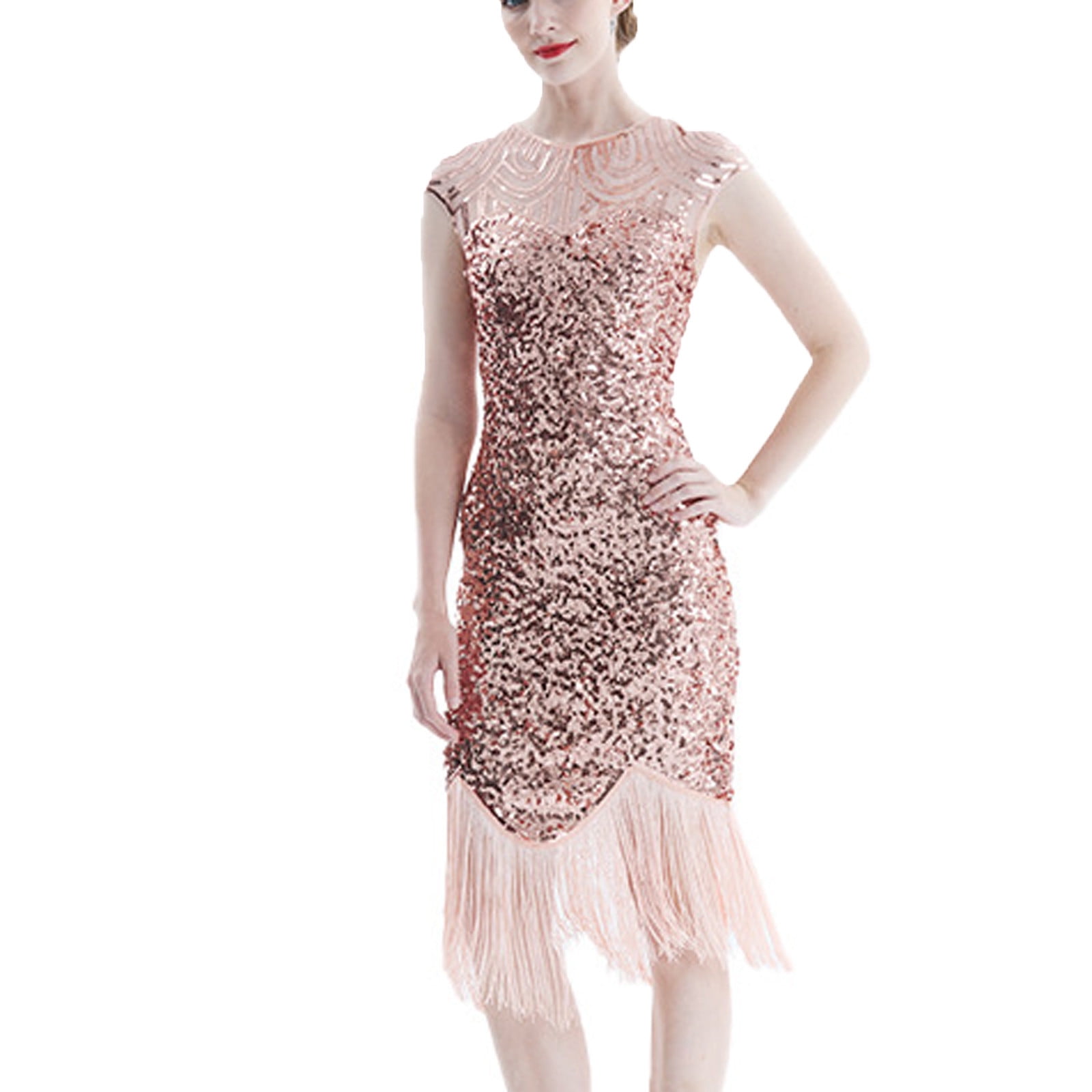 XFLWAM Women's 1920s Flapper Dress Vintage Gatsby Cap Sleeve Sparkle ...