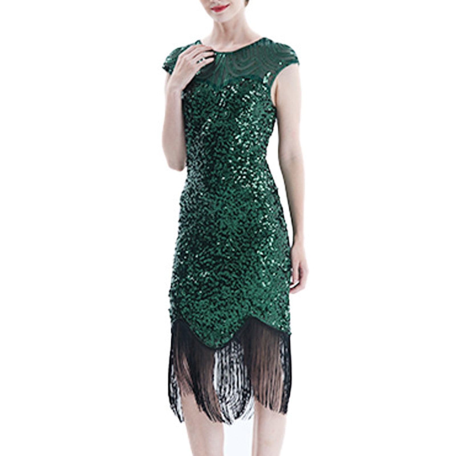 XFLWAM Women's 1920s Flapper Dress Vintage Gatsby Cap Sleeve Sparkle ...