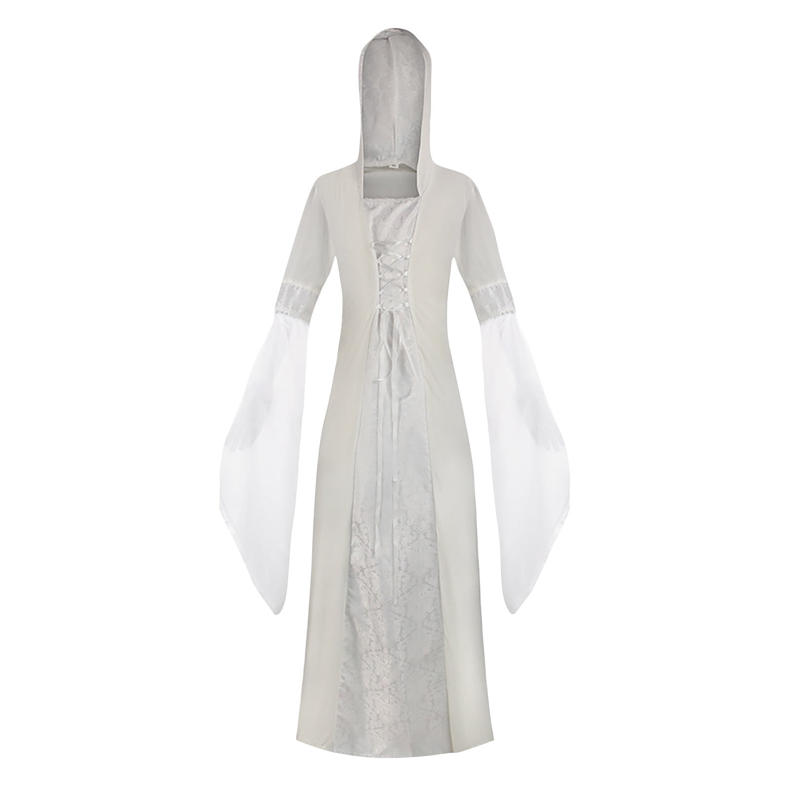 Xflwam Womens Gothic Dress With Hooded Renaissance Medieval Costume