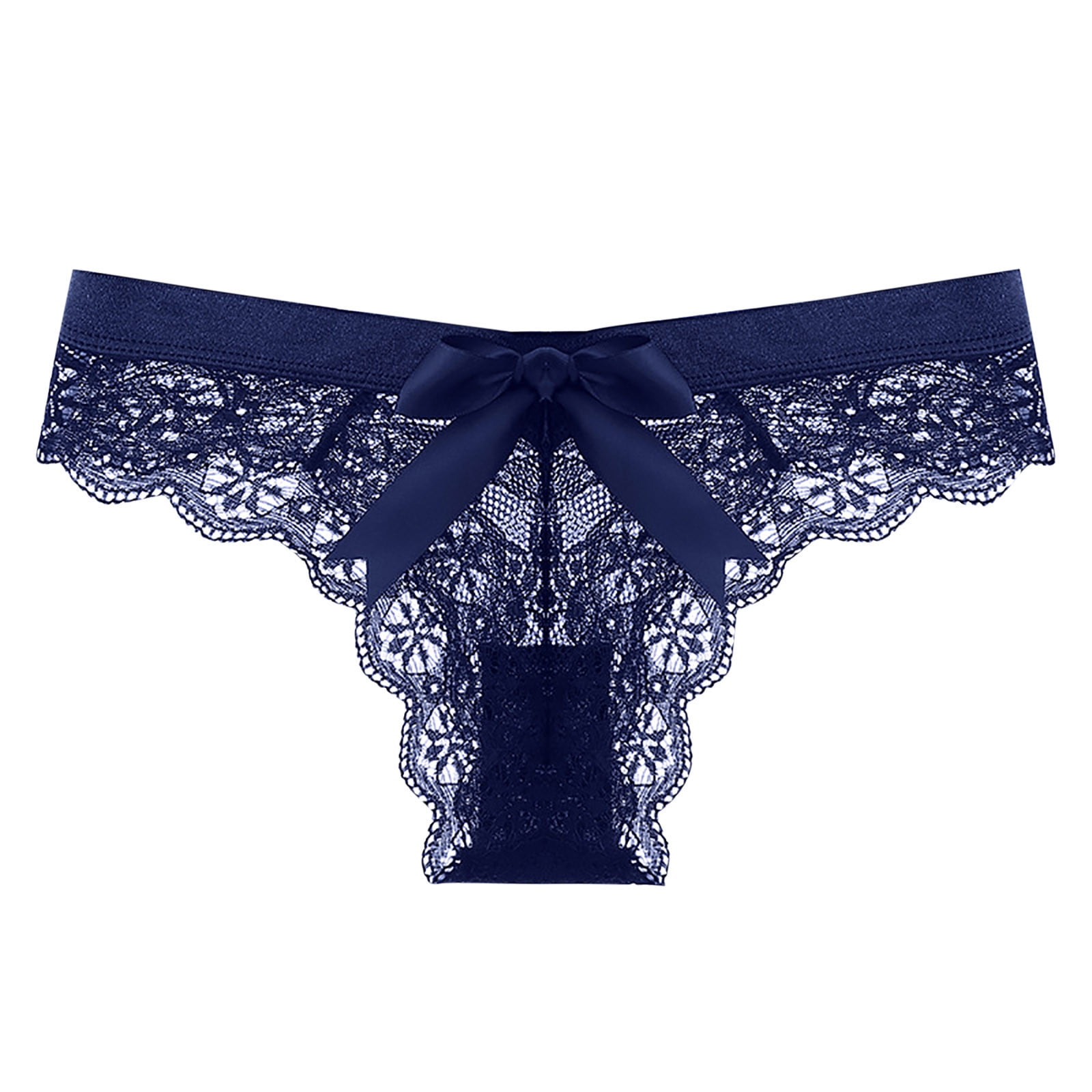 XFLWAM Women's Lace Bow Thongs T Back Low Waist Breathable Panties Sexy ...