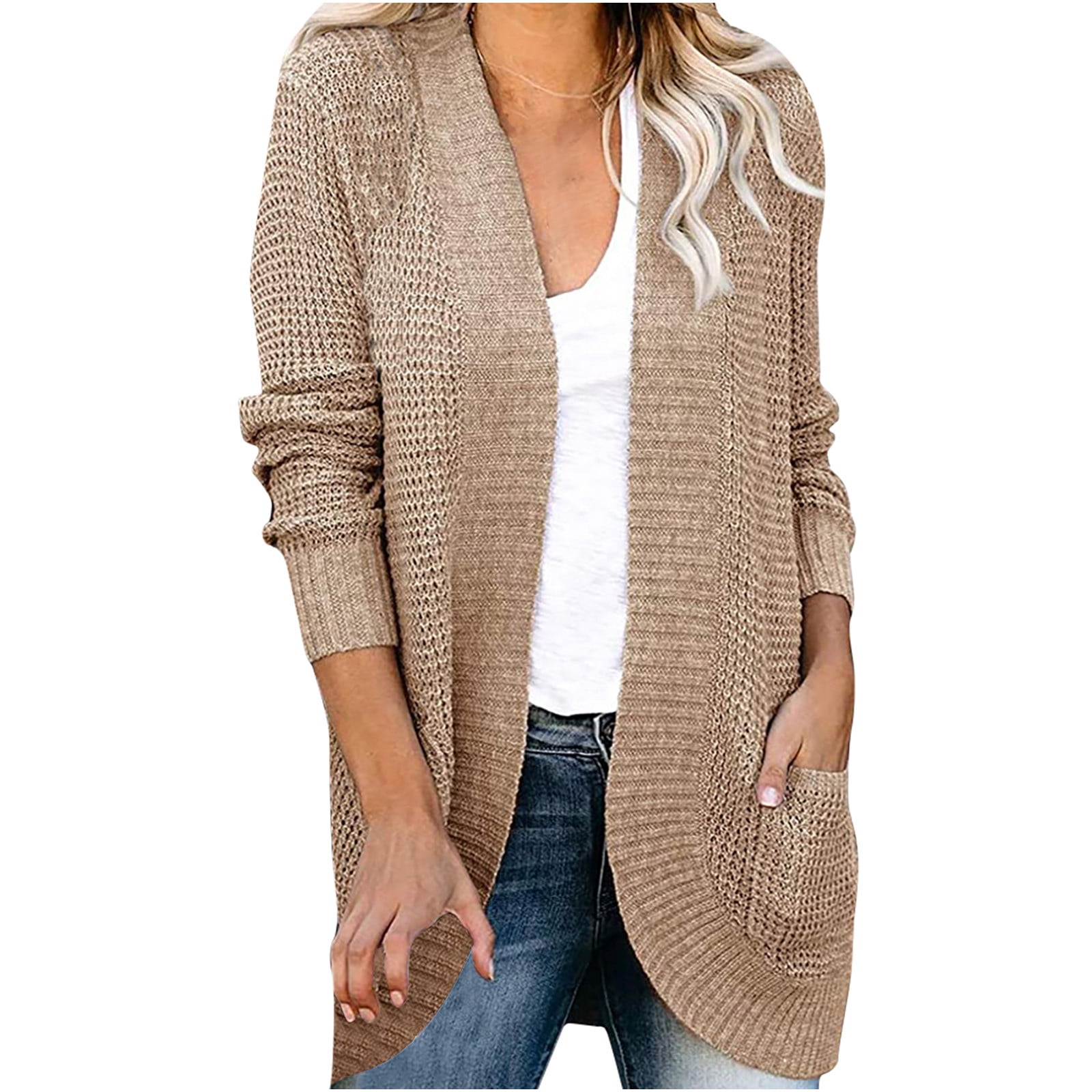 XFLWAM Women's Long Sweater Cardigan Sweater Top Outwear Casual ...