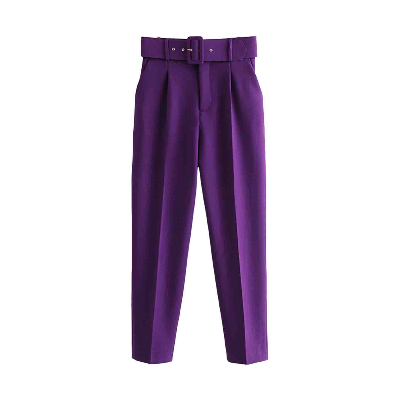 XFLWAM Women's Solid Suit Pants Business Casual Slim Fit Trousers ...