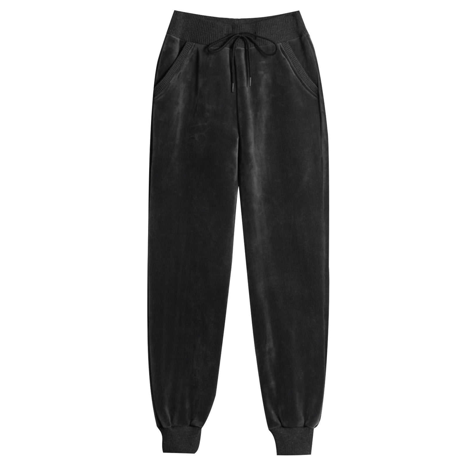 XFLWAM Women's Velvet Velour Joggers Basic Workout Active Stretch Warm ...