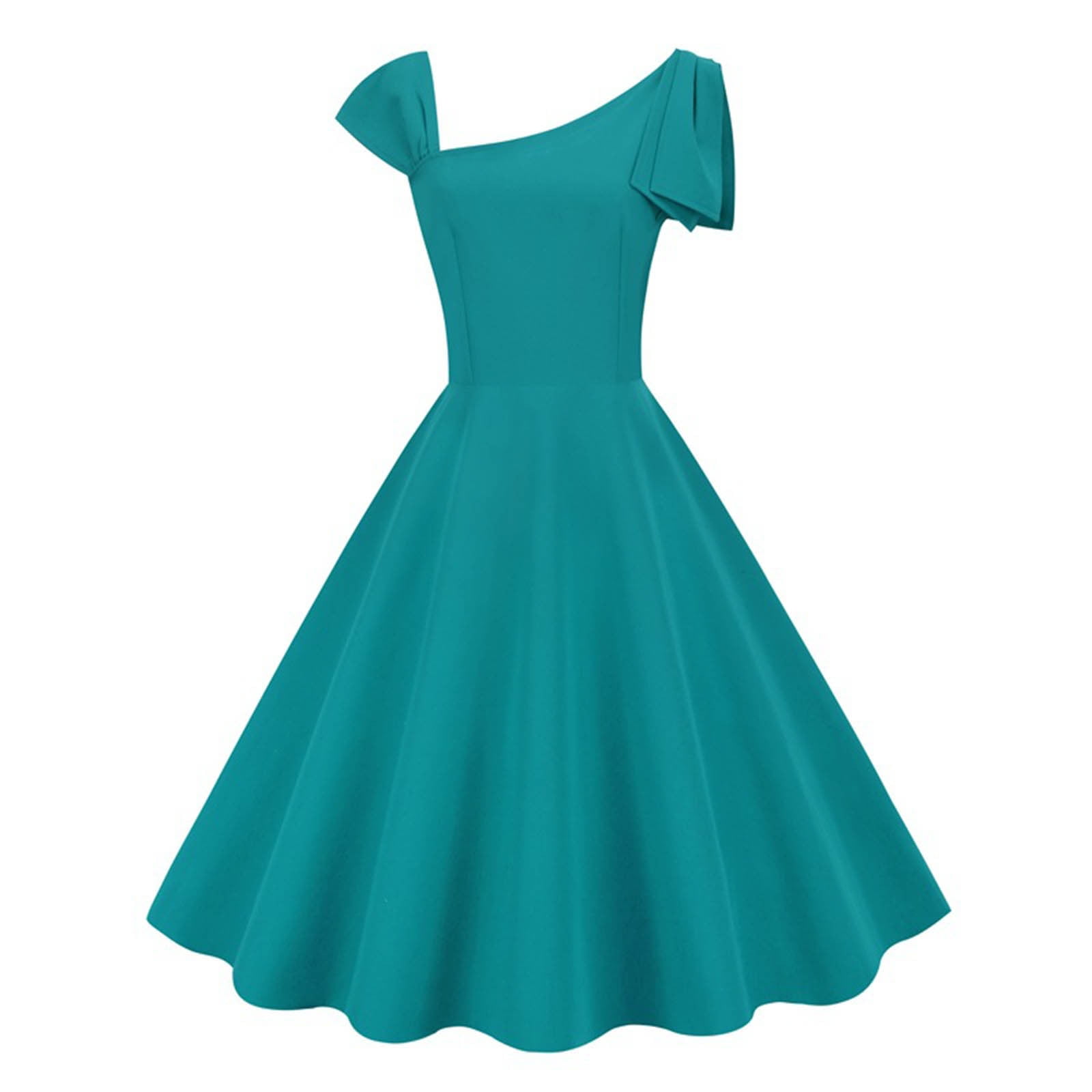 XFLWAM Womens 50s 60s Vintage Cocktail Swing Dress 1950s Wedding Semi ...