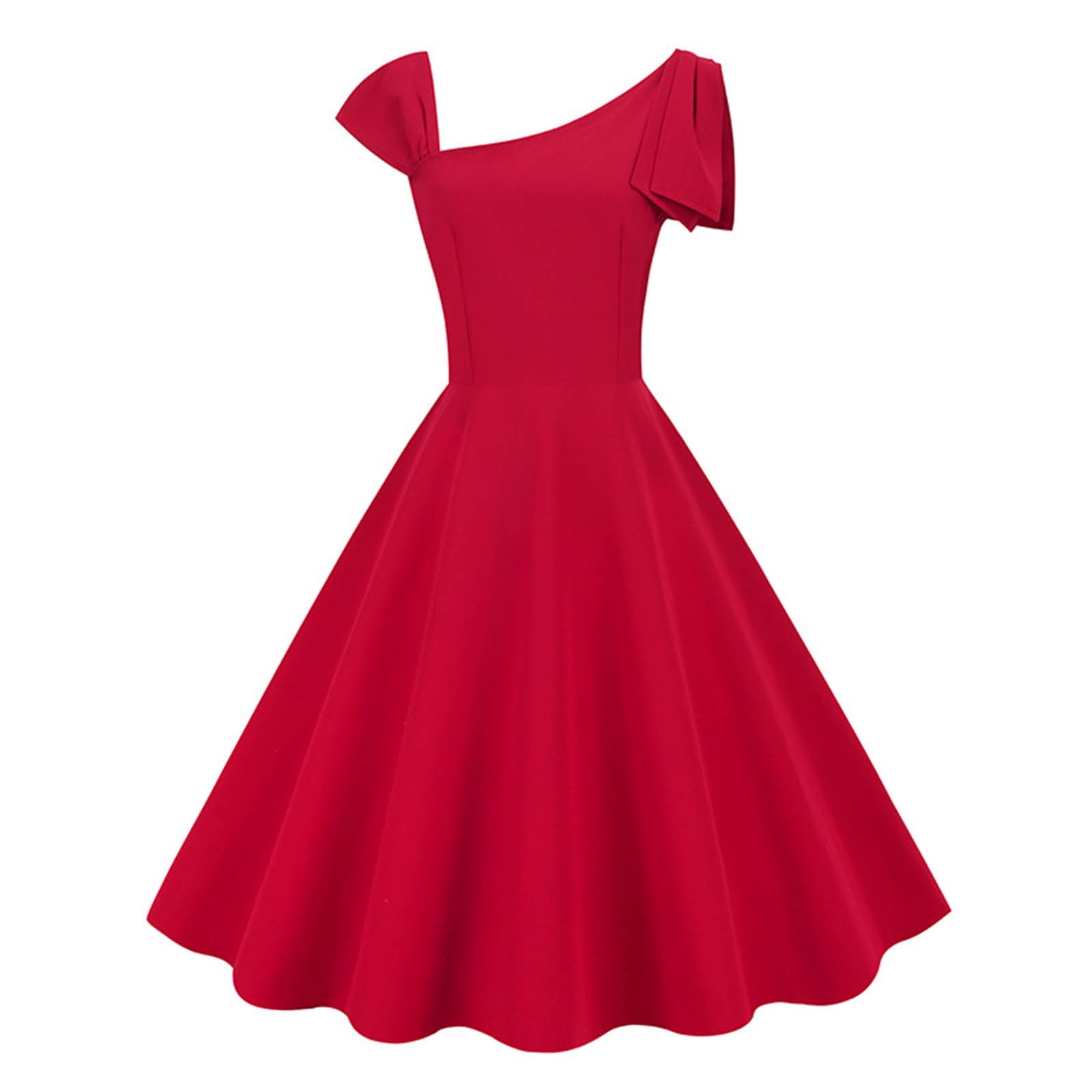 XFLWAM Womens 50s 60s Vintage Cocktail Swing Dress 1950s Wedding Semi ...