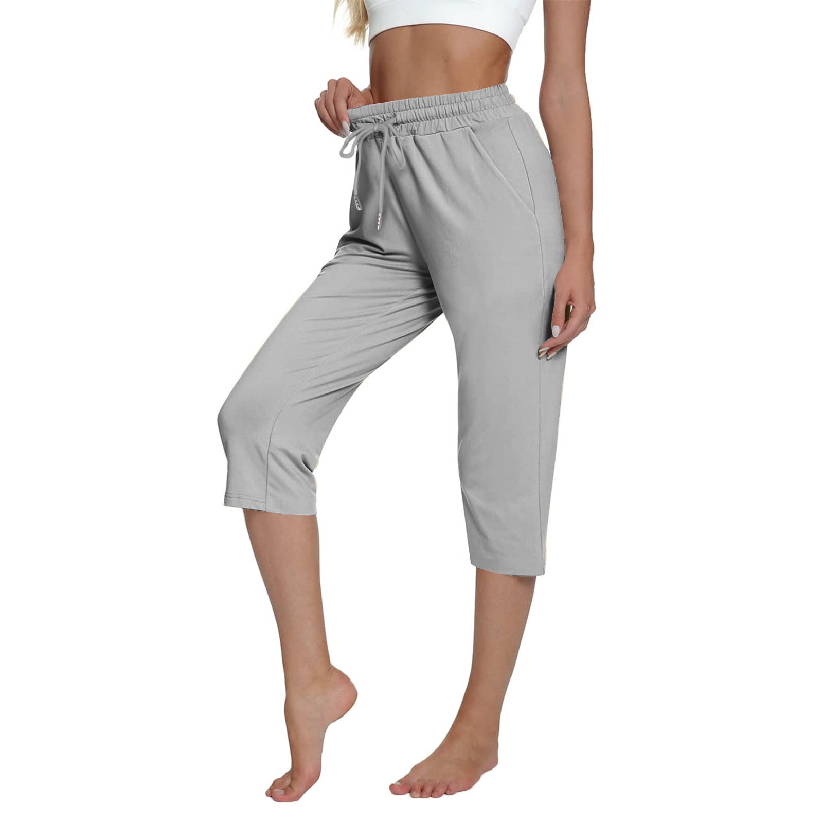 Xflwam Womens Capri Yoga Pants Loose Drawstring Comfy Lounge Pajama