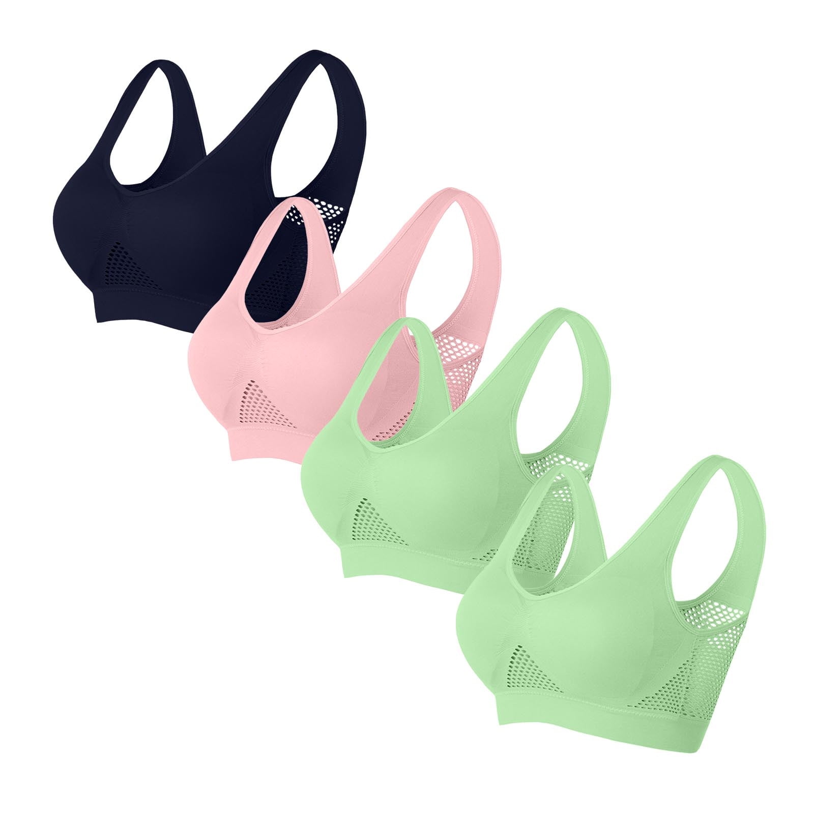 XFLWAM Womens Sports Bras Multipack, Full Coverage Pushup Breathable ...