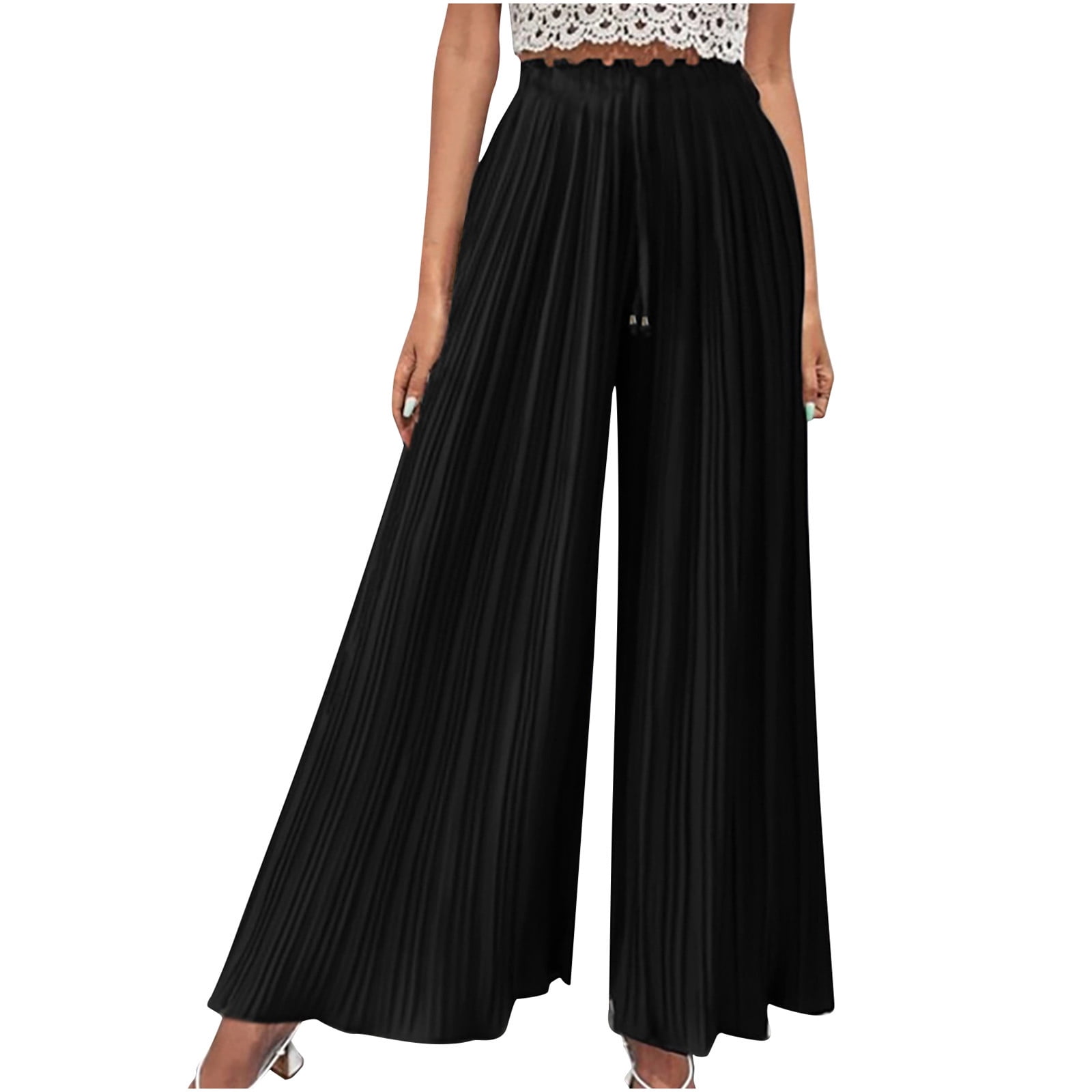 XFLWAM Womens Wide Leg Palazzo Pants High Waisted Lounge Pant Smocked ...