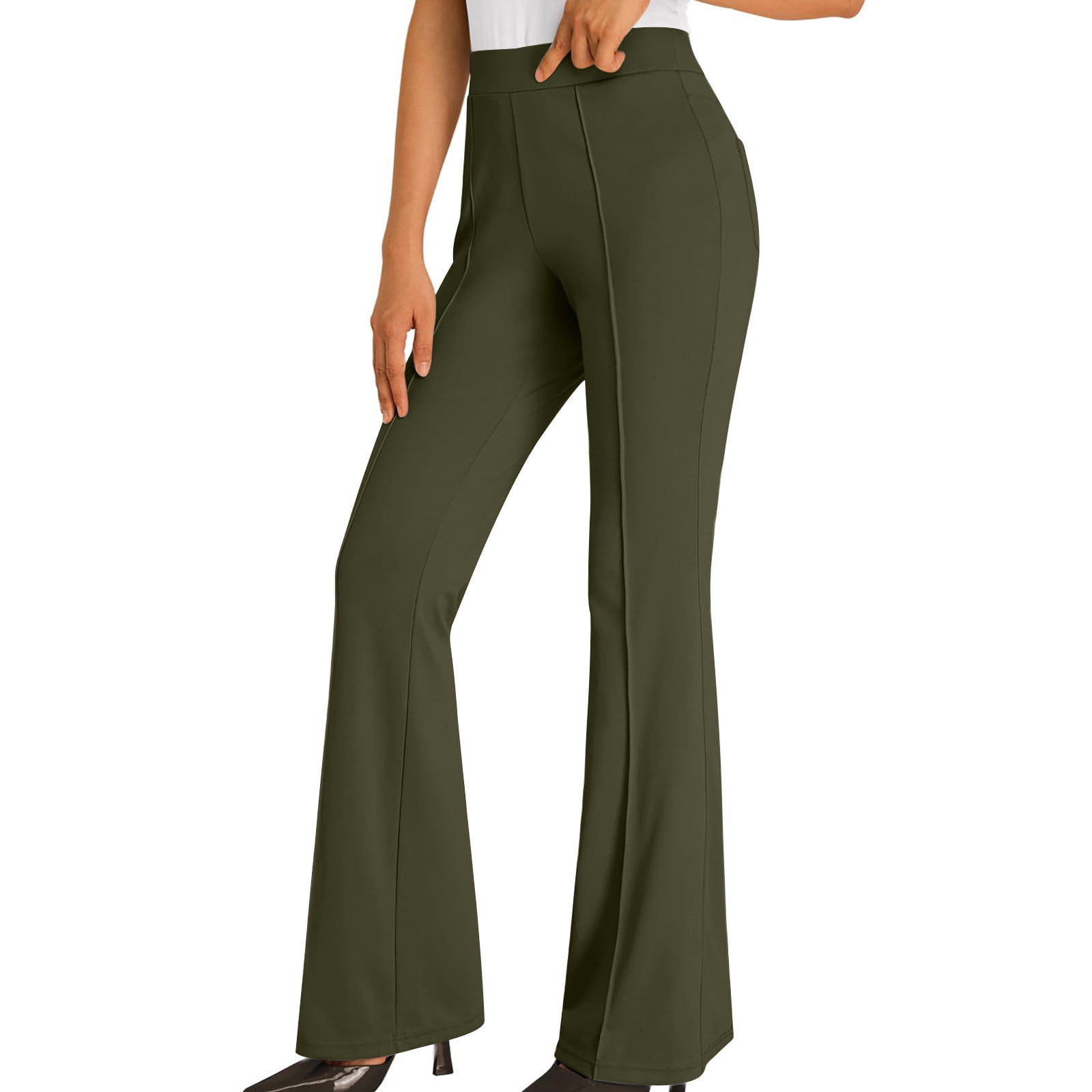 XFLWAM Womens Work Business Casual Flare Dress Pants Leggings Comfort ...