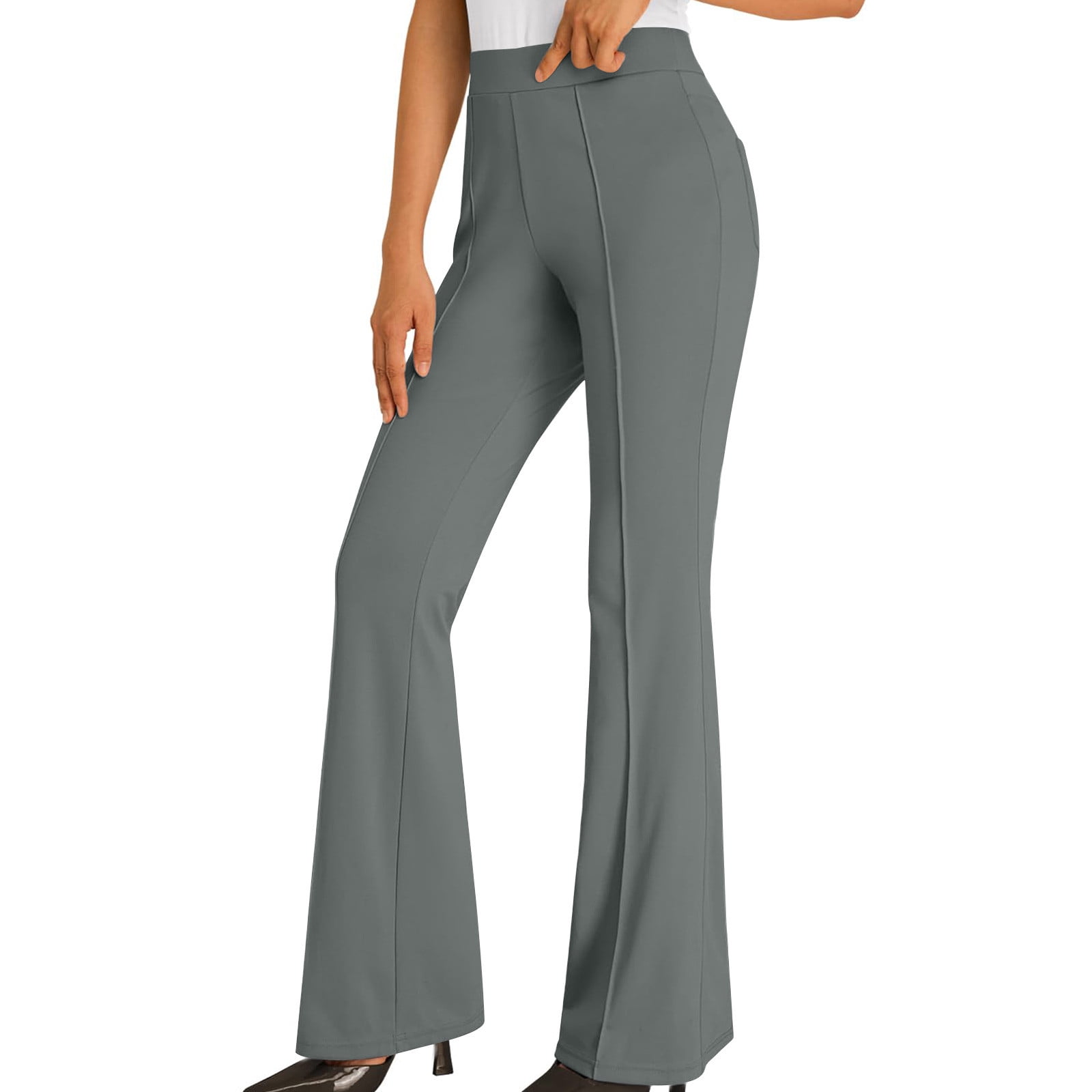XFLWAM Womens Work Business Casual Flare Dress Pants Leggings Comfort ...