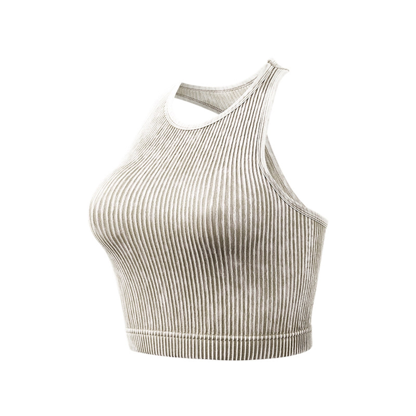 XFLWAM Yoga Bra for Women Ribbed Tank Tops for Women Summer Seamless ...