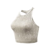XFLWAM Yoga Bra for Women Ribbed Tank Tops for Women Summer Seamless ...